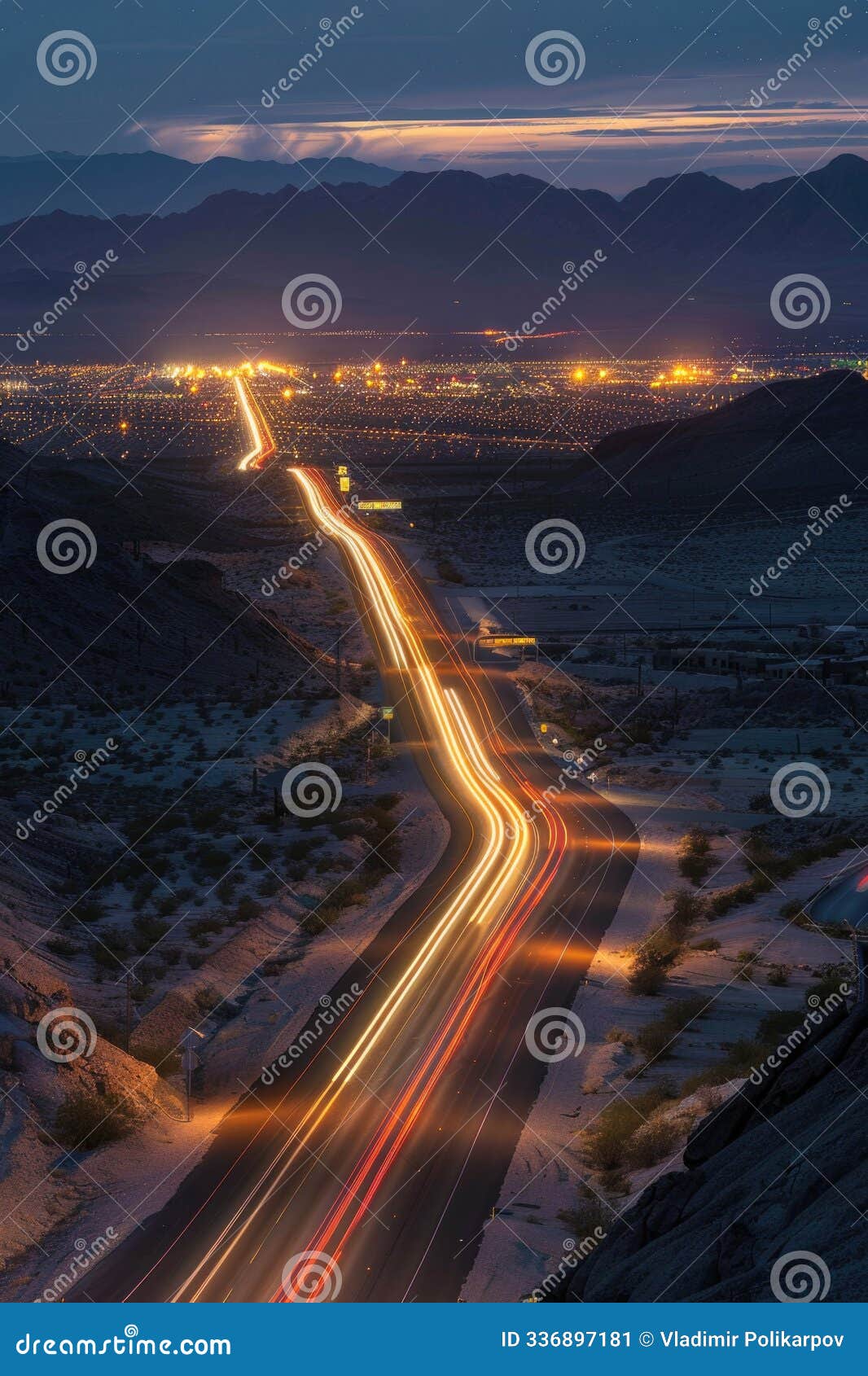 Nighttime Highway Scene with Traffic and Streetlights Stock Image ...