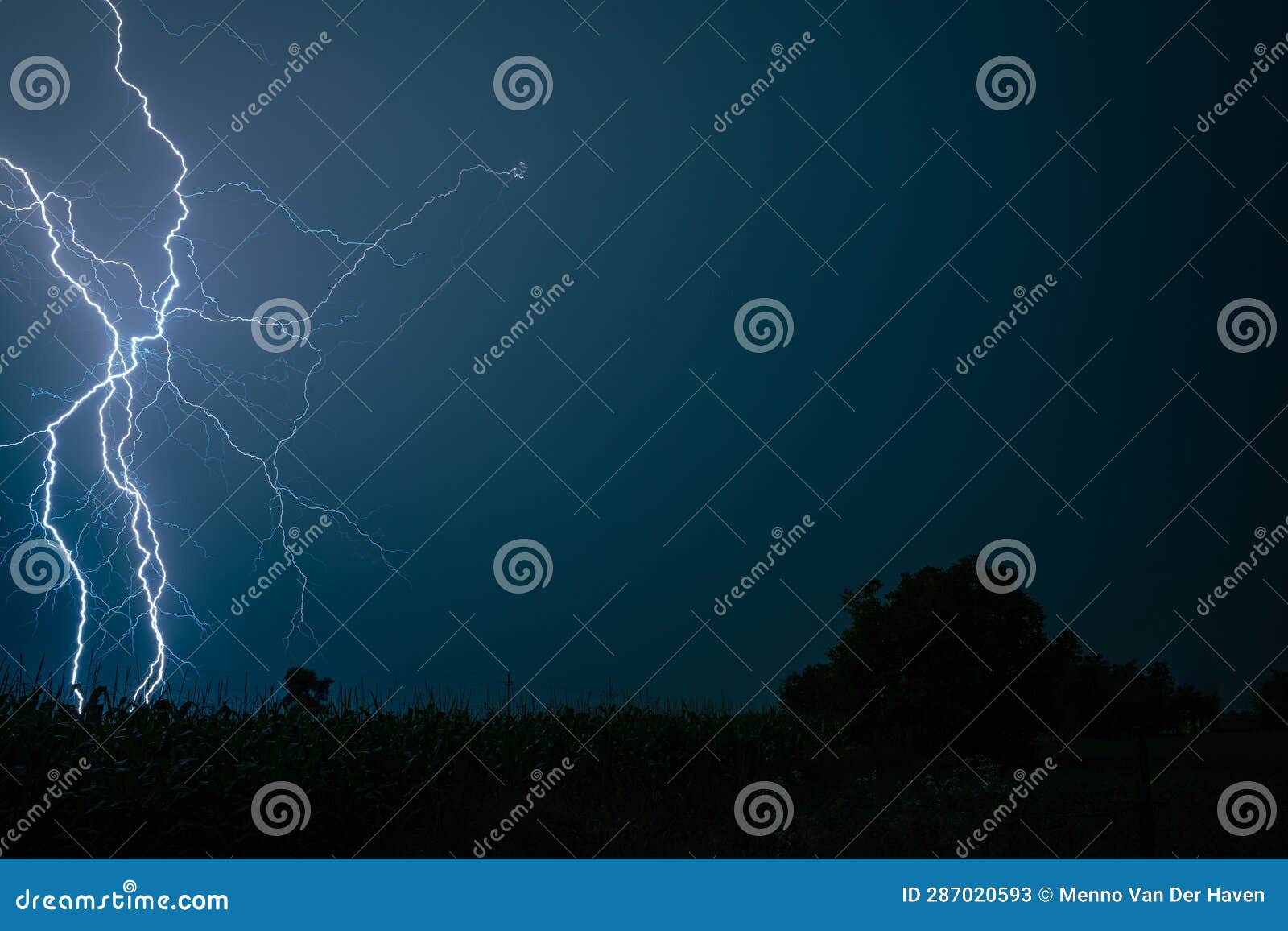 Thunderbolt, Lightning Bolt In The Night Sky. Heavy Storm With ...