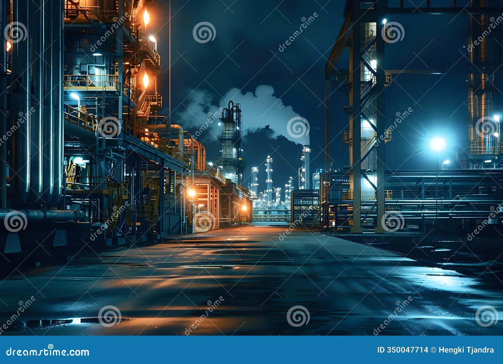 Nighttime Industrial Complex: Exploring the Illuminated Structures and ...