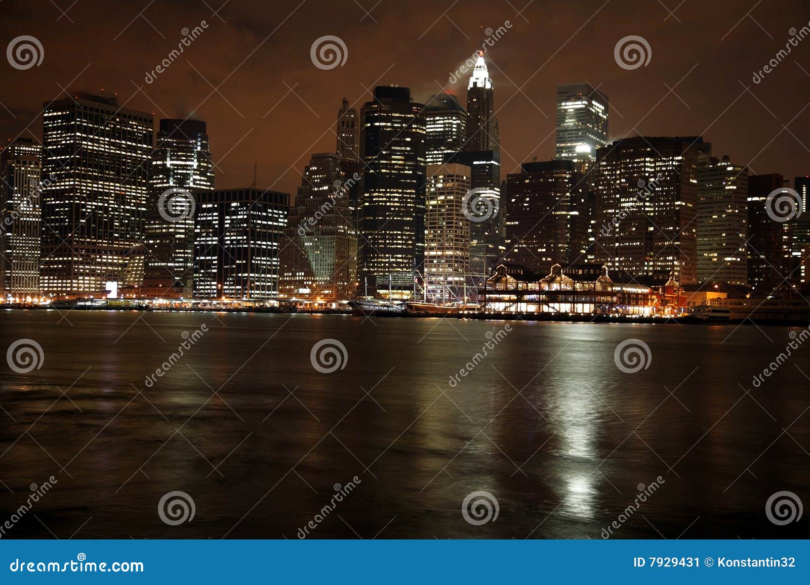 Nighttime in NY, Manhattan stock image. Image of modern - 7929431
