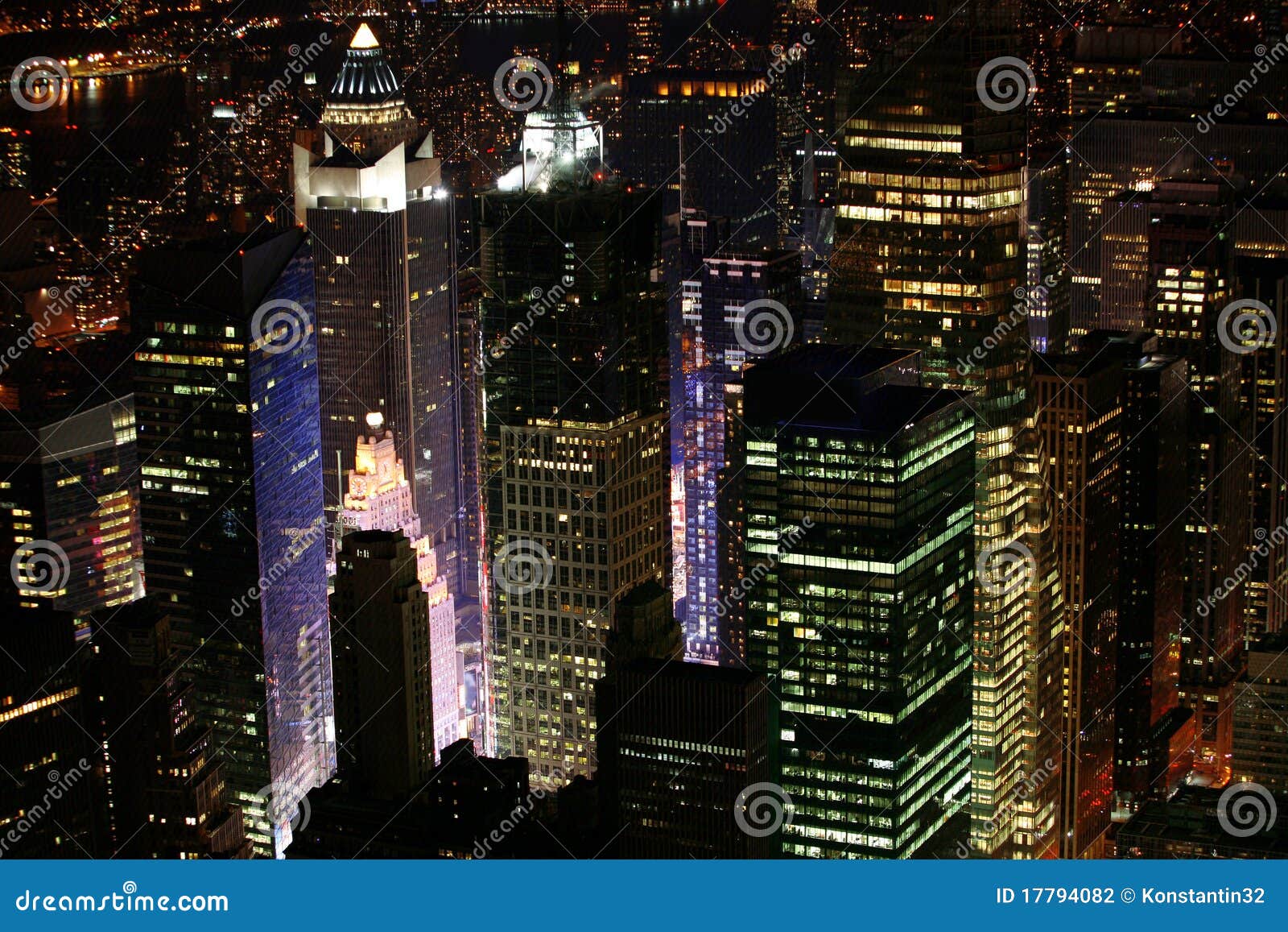 Nighttime in NYC, Manhattan Stock Photo - Image of vacation, lights ...
