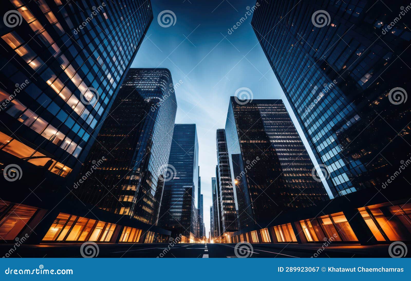 Nighttime Reflections: Spectacular Modern Office Building in the City ...