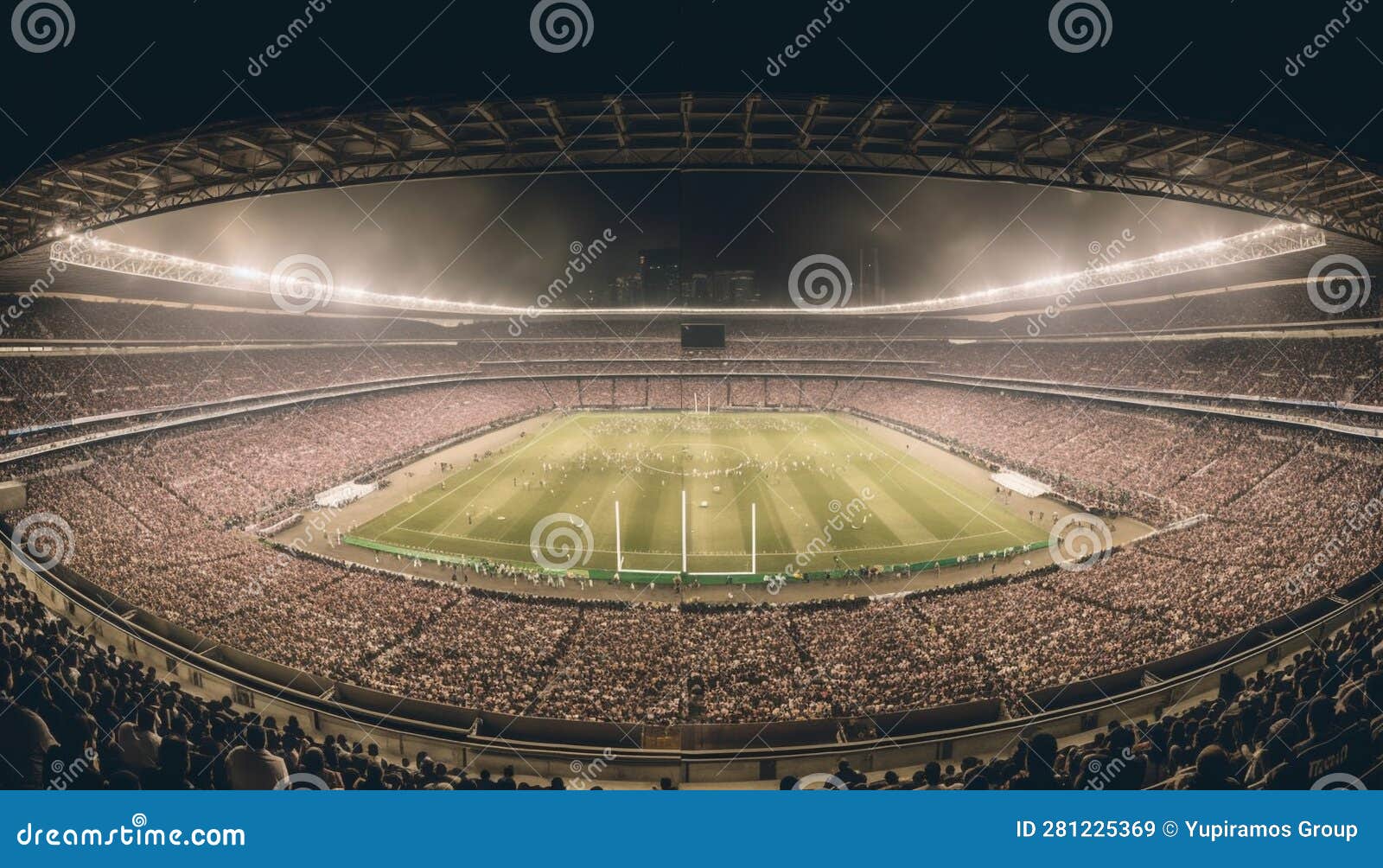 Nighttime Soccer Event Illuminates Crowded Stadium with Bright ...