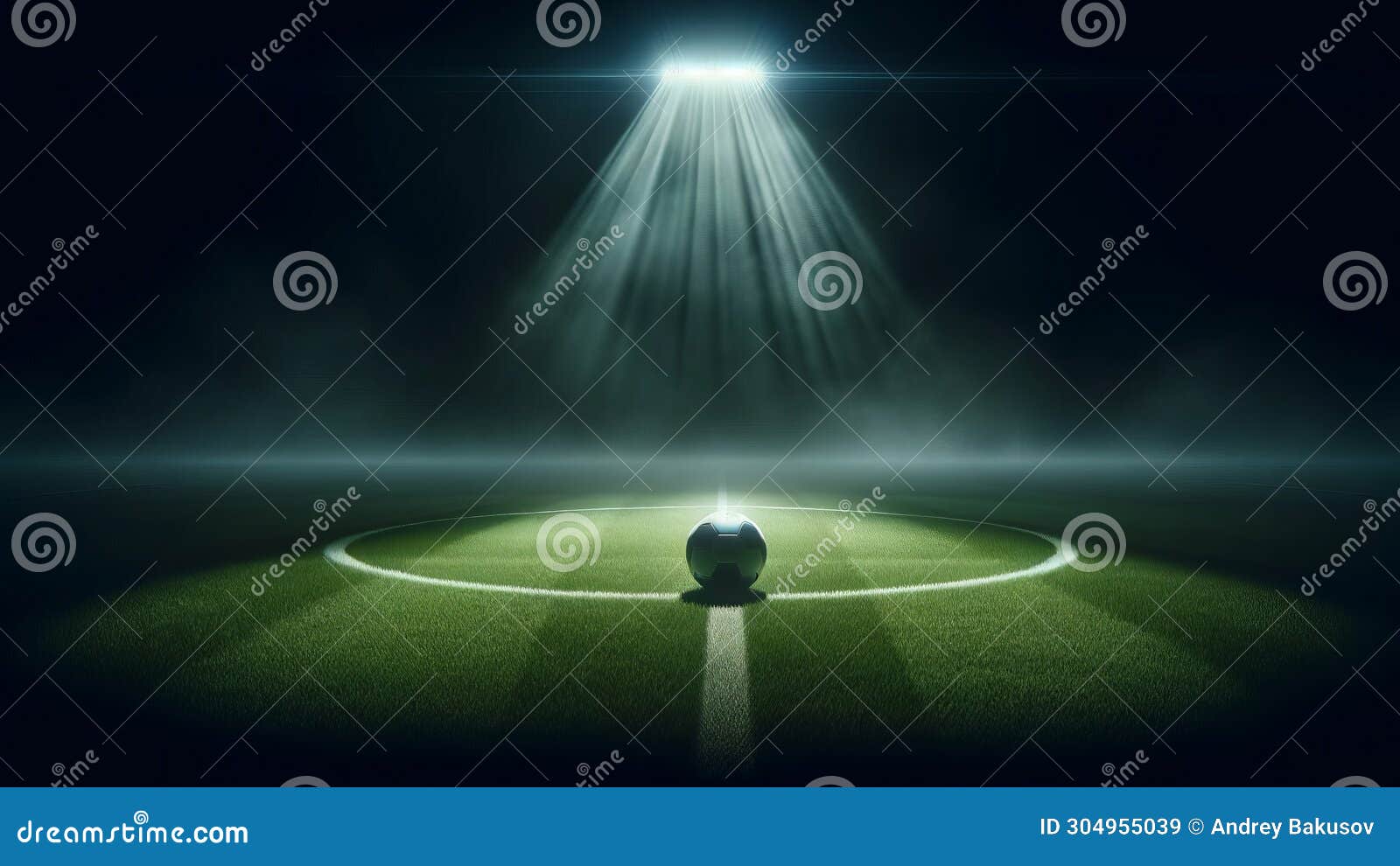 Nighttime Soccer Field Spotlight on Center Circle Stock Image - Image ...