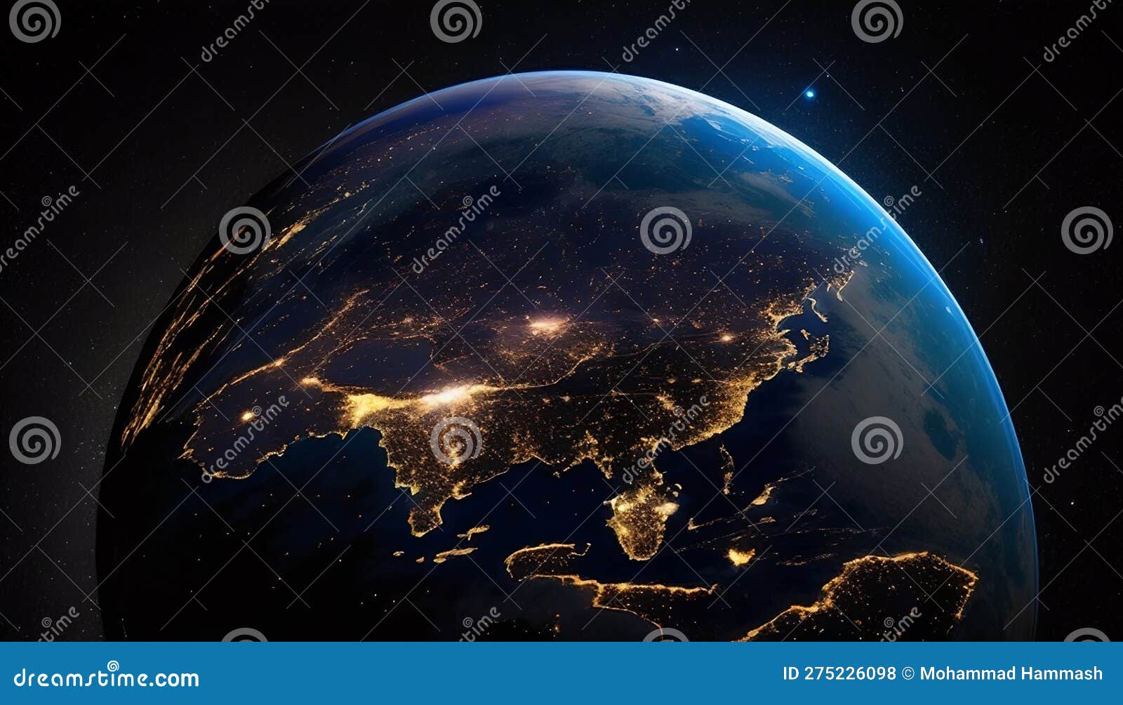 Nighttime View of Earth from Low-Earth Orbit, Made with Generative AI ...