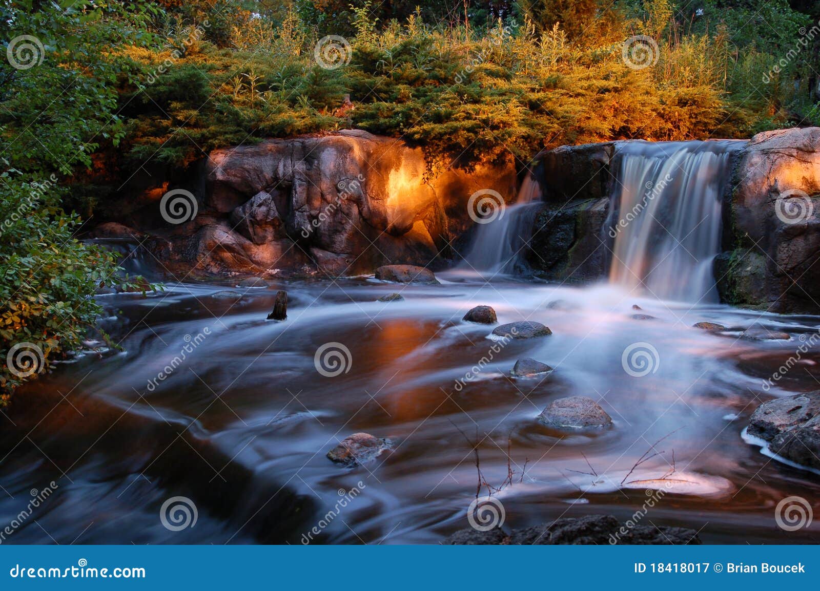 Nighttime Waterfall stock image. Image of calm, moving - 18418017