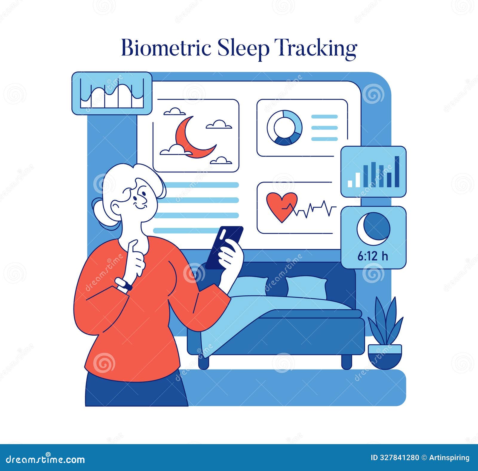 Nighttime Wellness. Flat Vector Illustration Stock Illustration ...