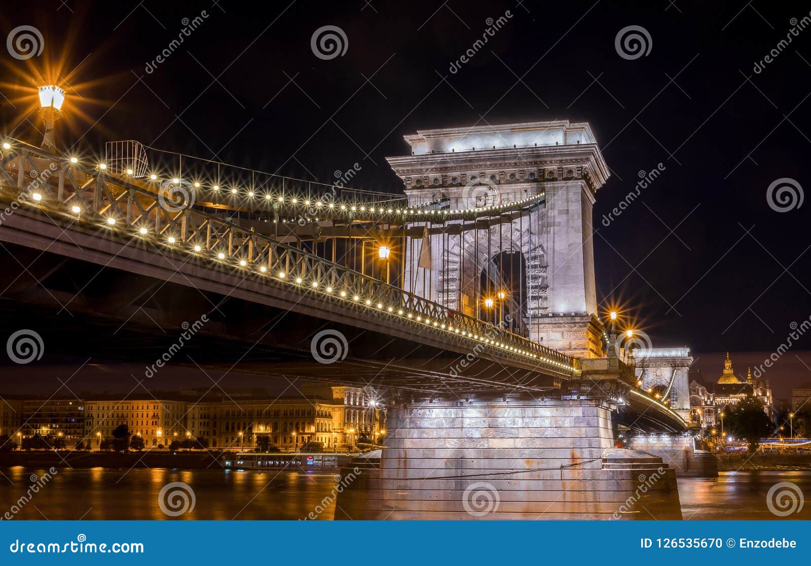 The Chain Bridge in the Night - Budapest - Hungary Editorial Image ...