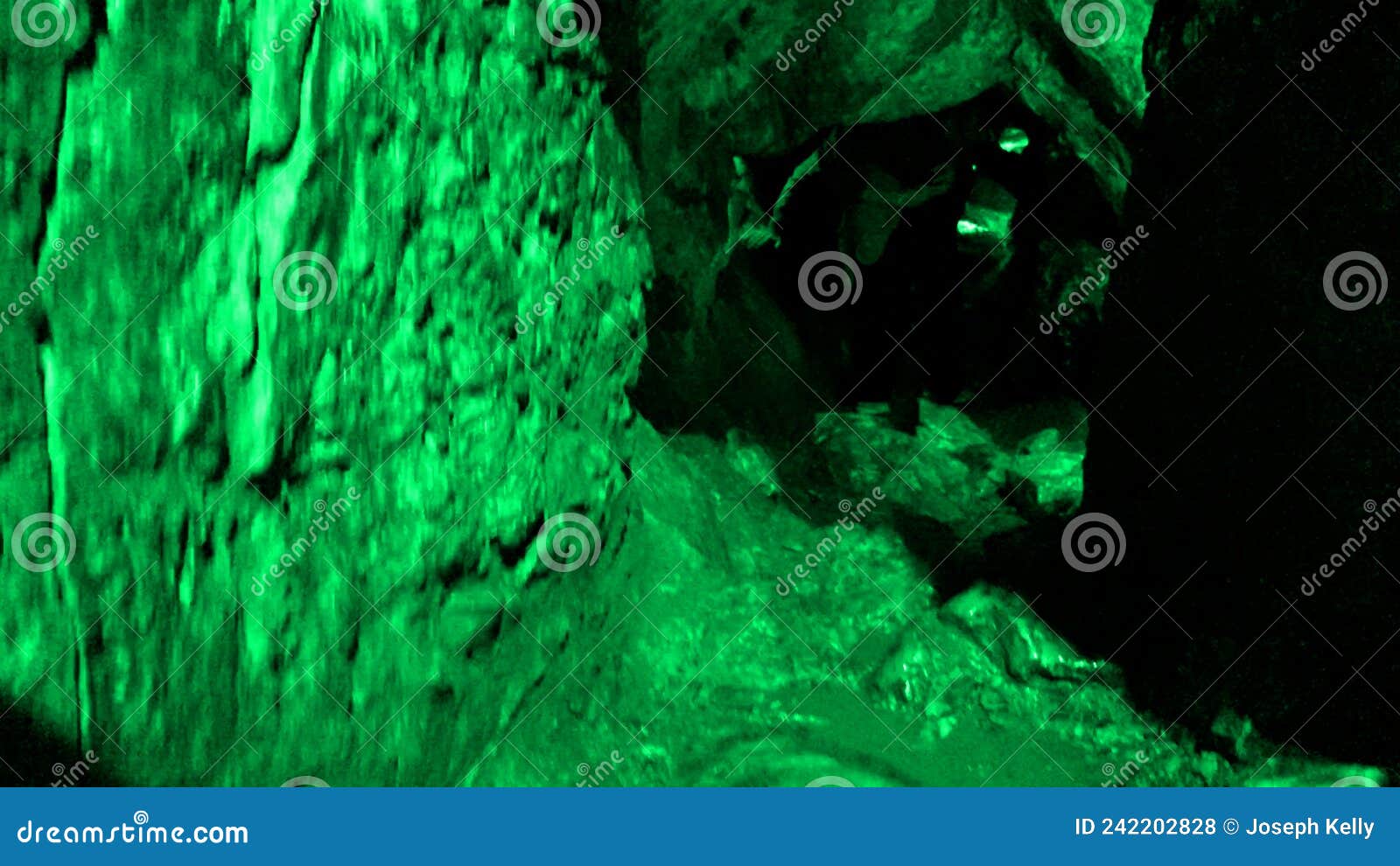 Nightvision Shot of Deep Underground Cavern in Mine Stock Photo - Image ...