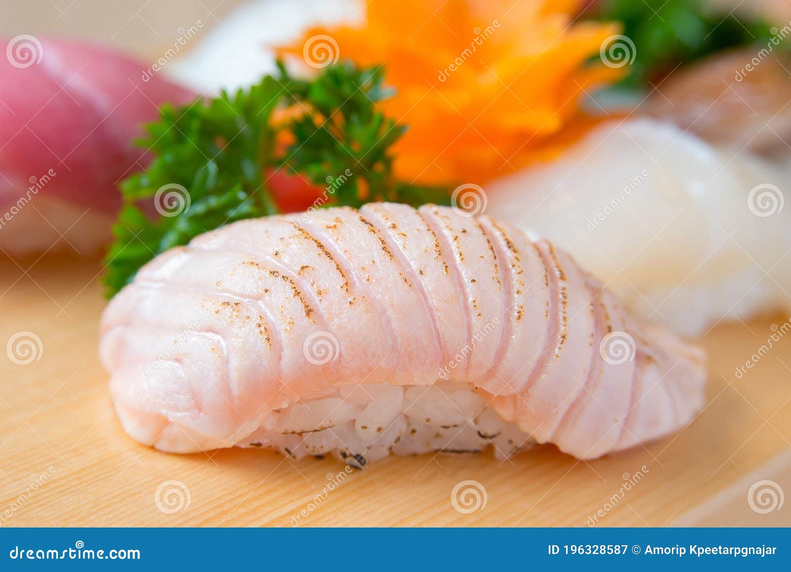 Nigiri Sushi Grilled Chutoro Maguro] Stock Image - Image of fish, choyu ...