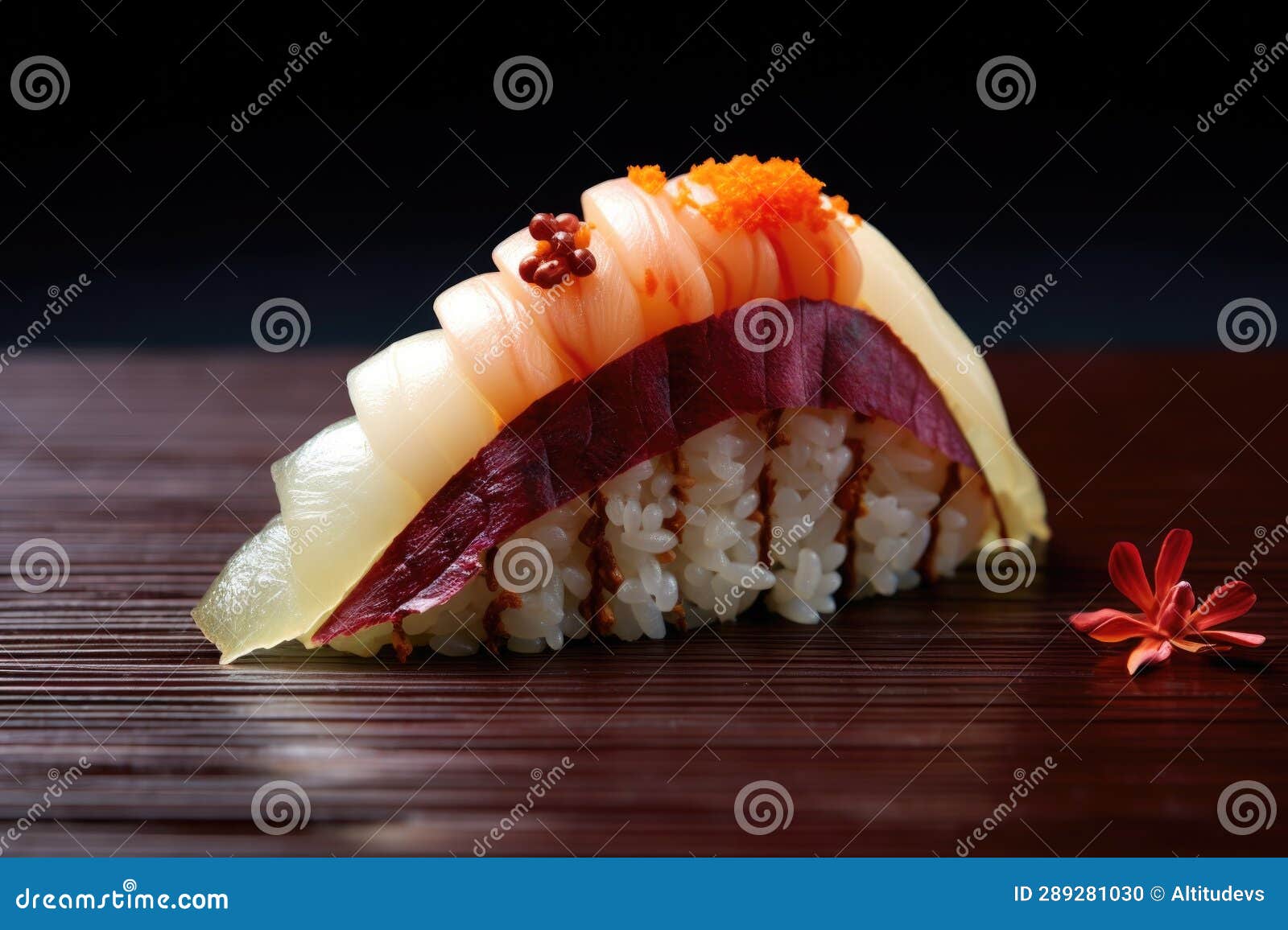 Nigiri Sushi Pressed with Fish on Top Stock Photo - Image of generated ...
