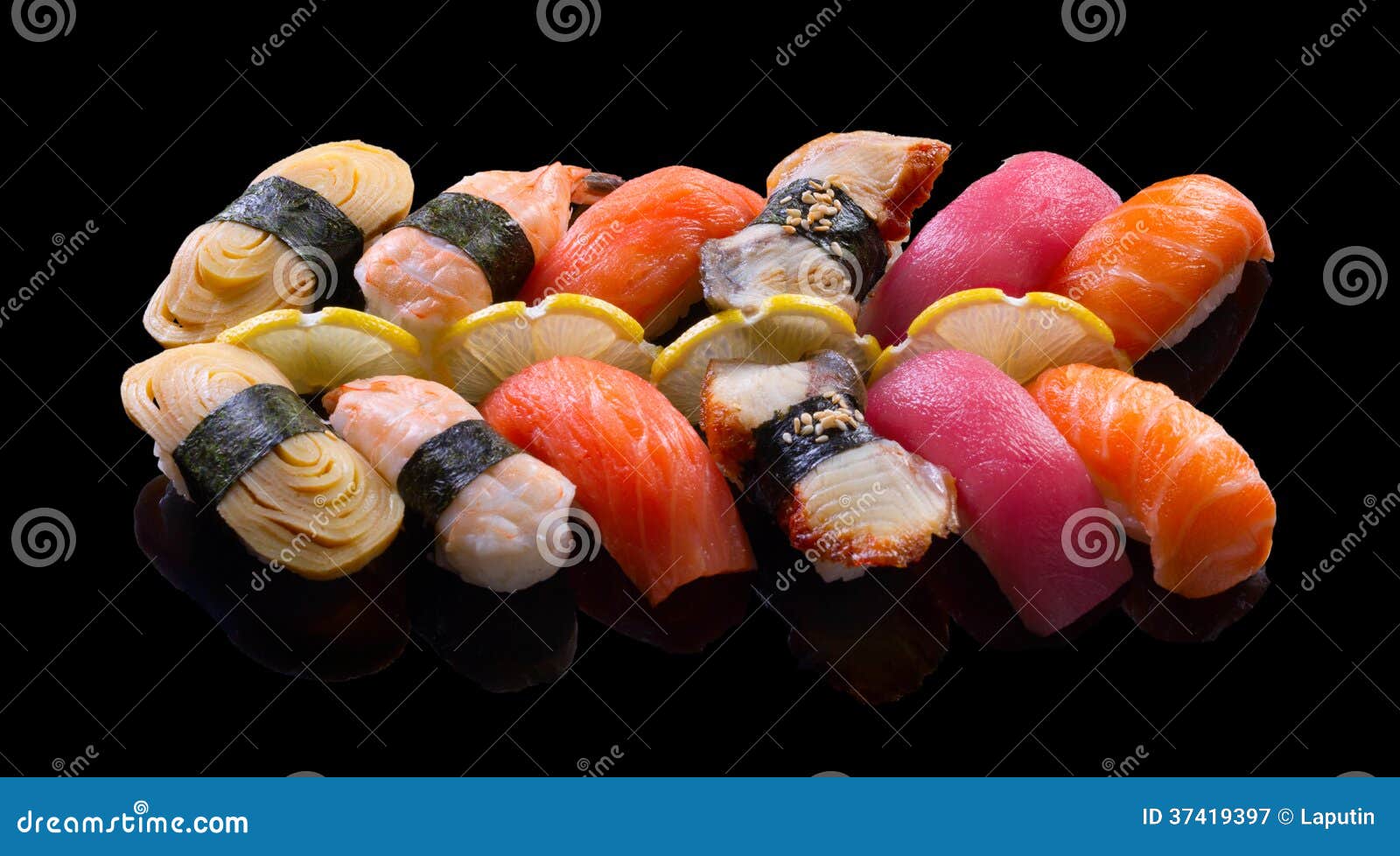 Nigiri sushi set stock image. Image of healthy, oriental - 37419397