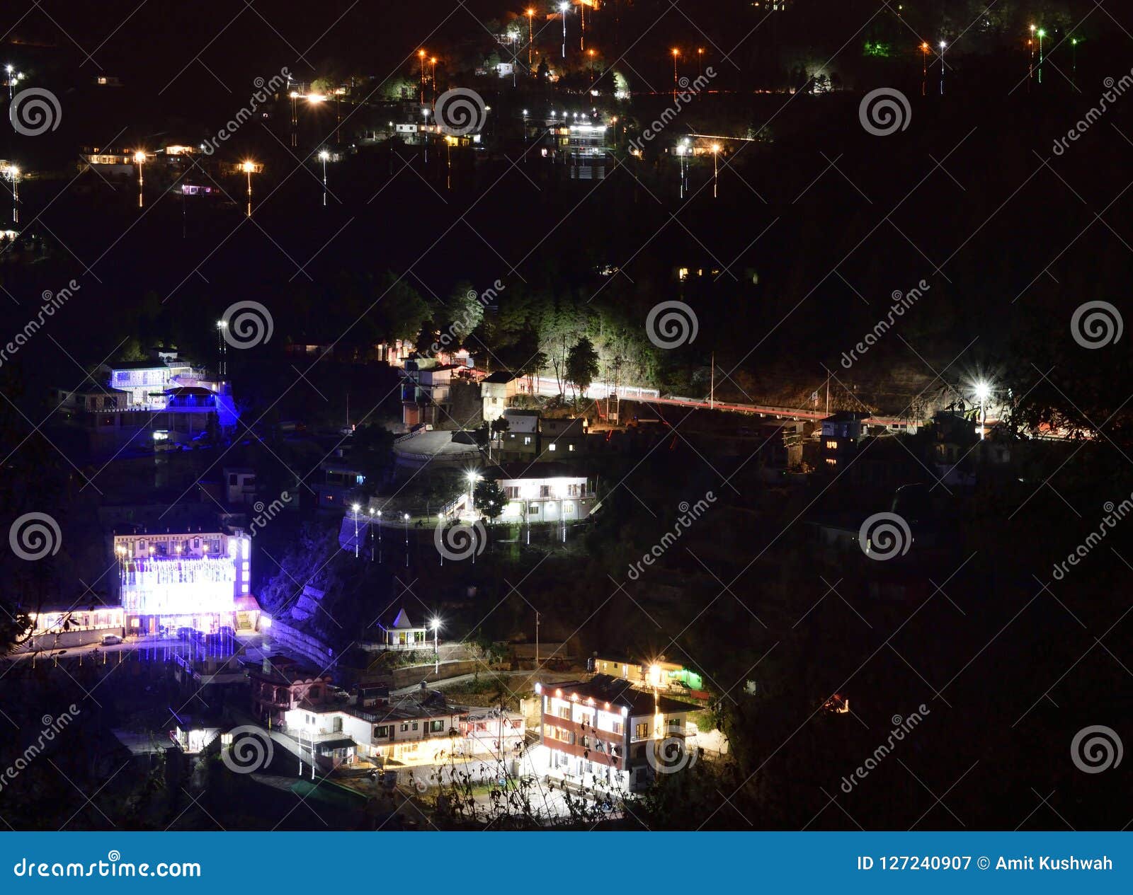 Nigtscape of Mussoorie City Stock Image - Image of hills, trees: 127240907