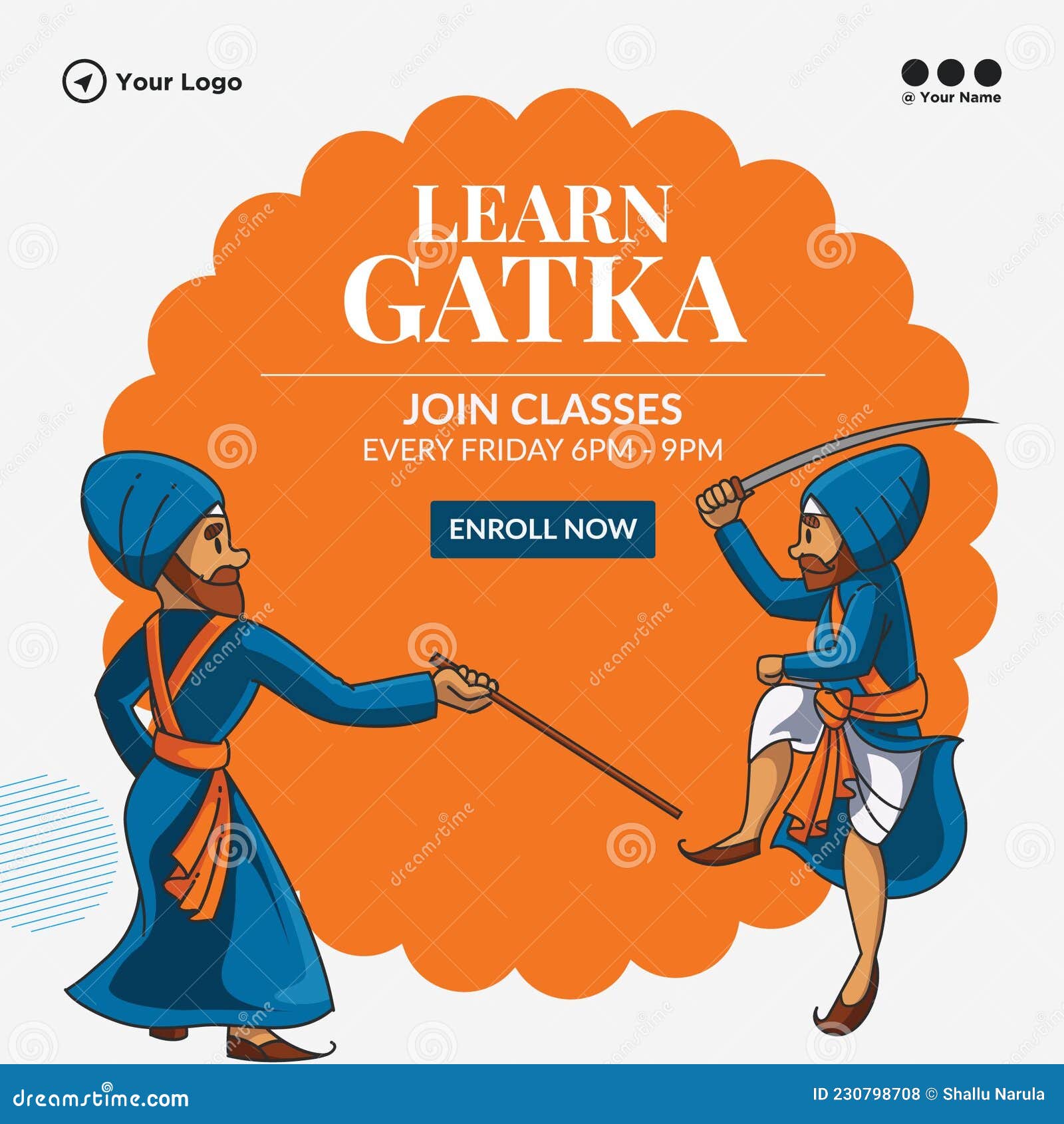Banner Design of Learn Gatka Join Classes Stock Vector - Illustration ...