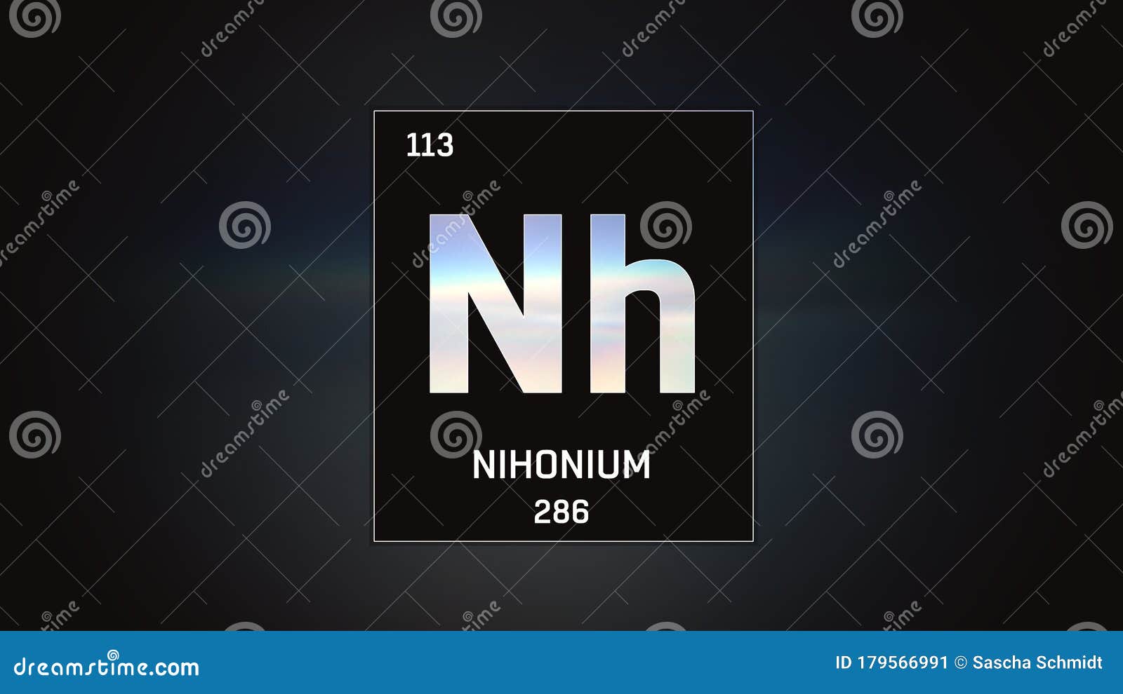 Nihonium As Element 113 of the Periodic Table 3D Illustration on Grey ...