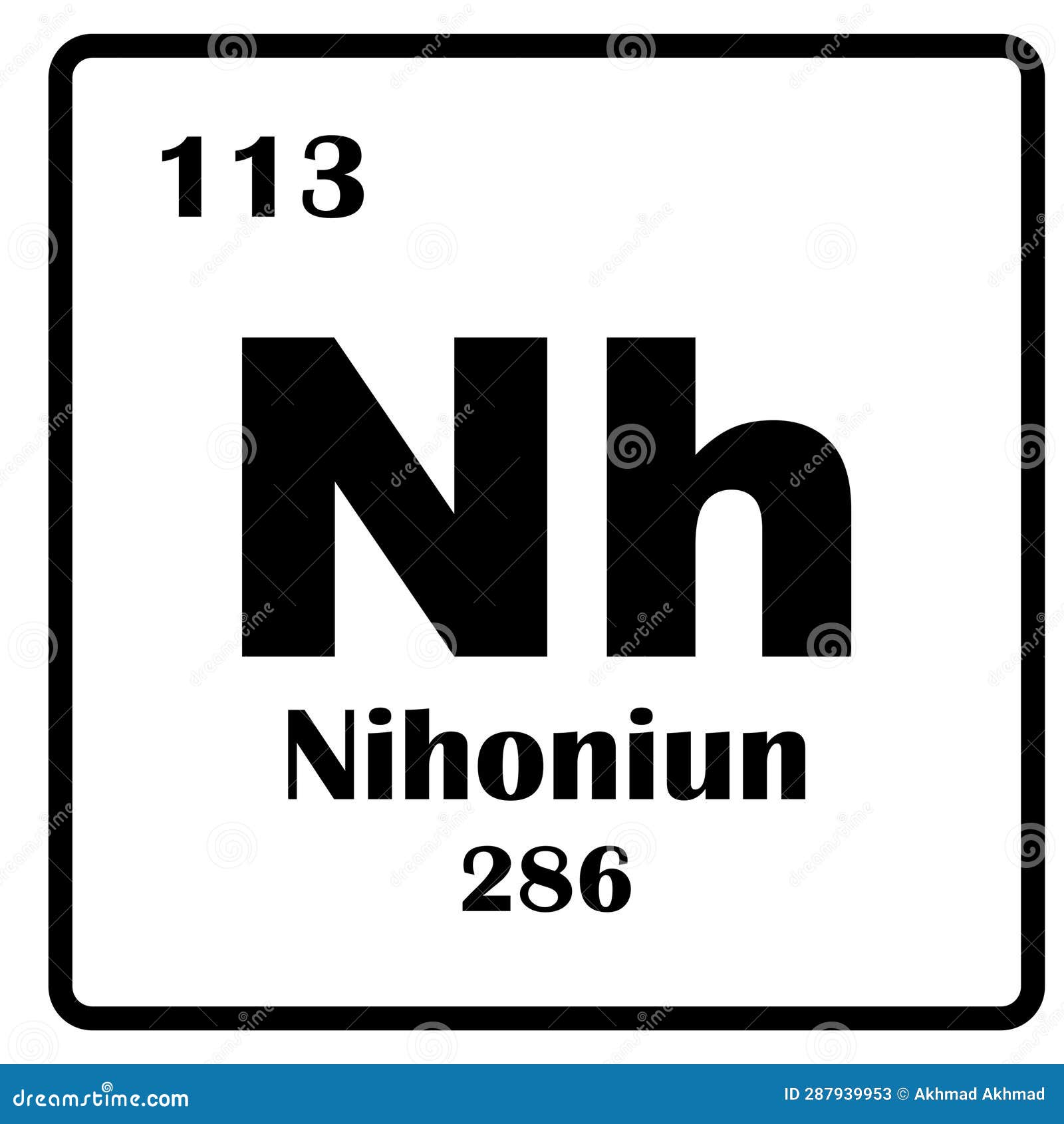 Nihonium As Element 113 Of The Periodic Table 3D Illustration On Green ...