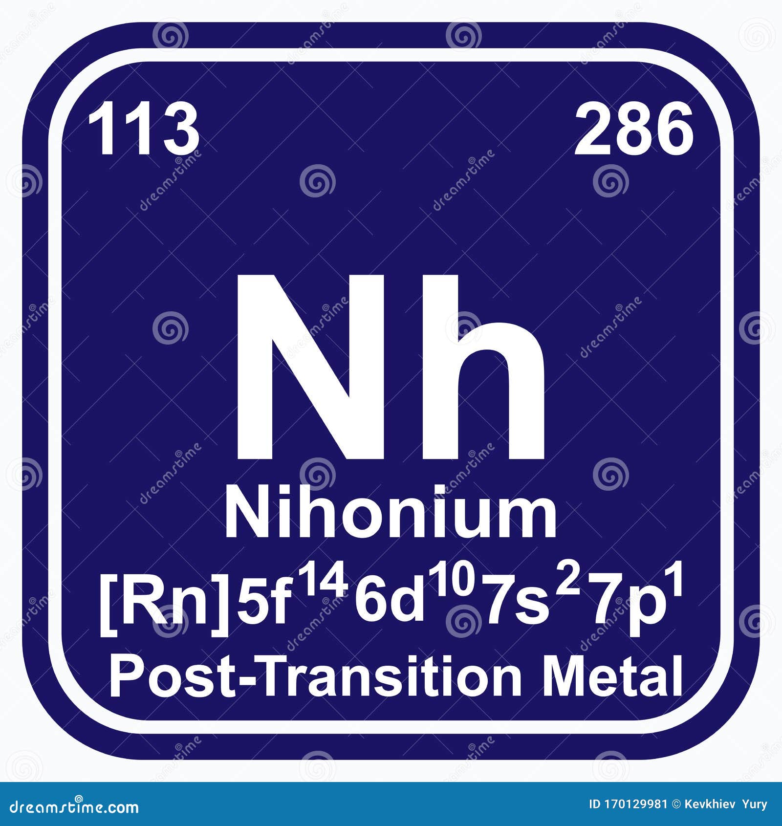 Nihonium. Post-transition Metals. Chemical Element Of Mendeleev\'s ...