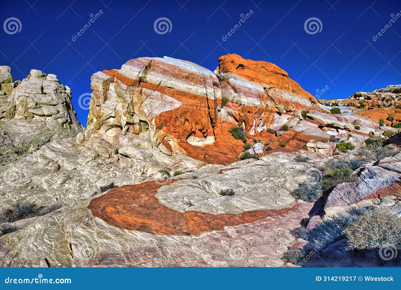 Nike Rock Valley of Fire Nevada Stock Image - Image of solitude, blue ...