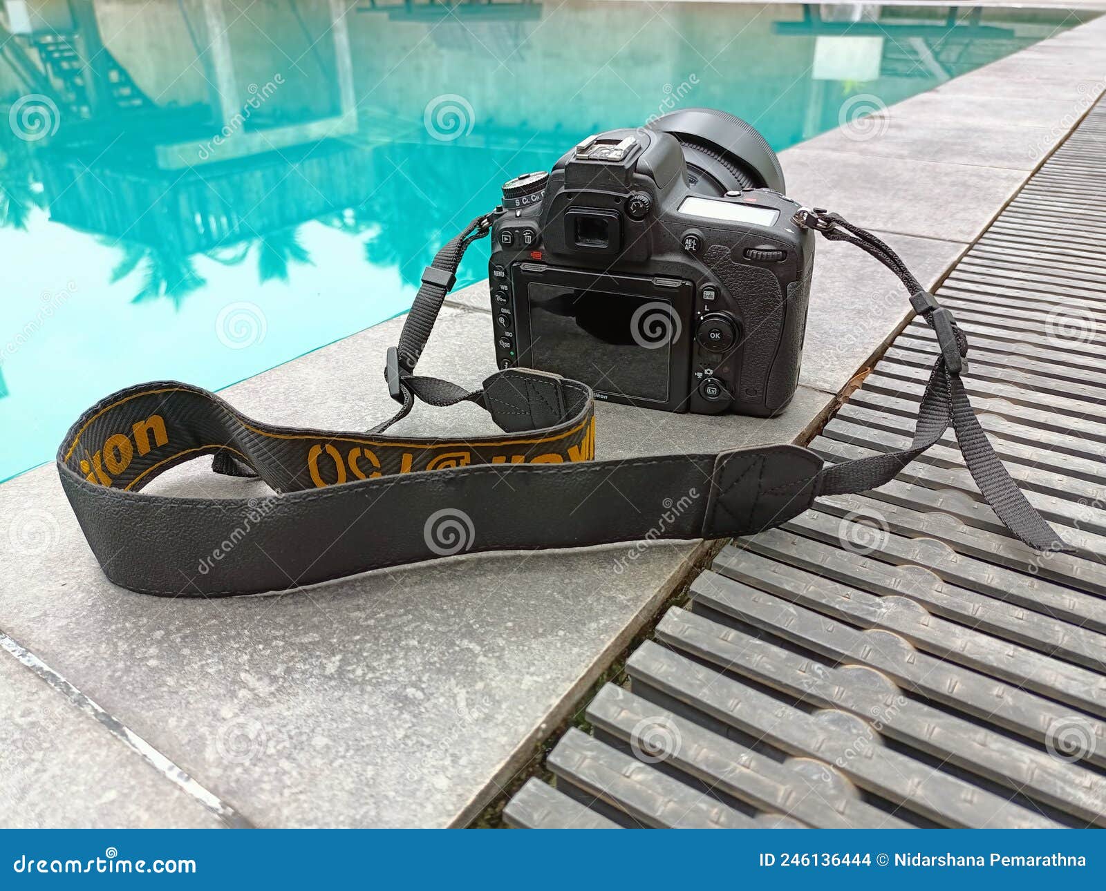 Nikon D750 Camera. a Swimming Pool in the Background. Editorial Stock ...