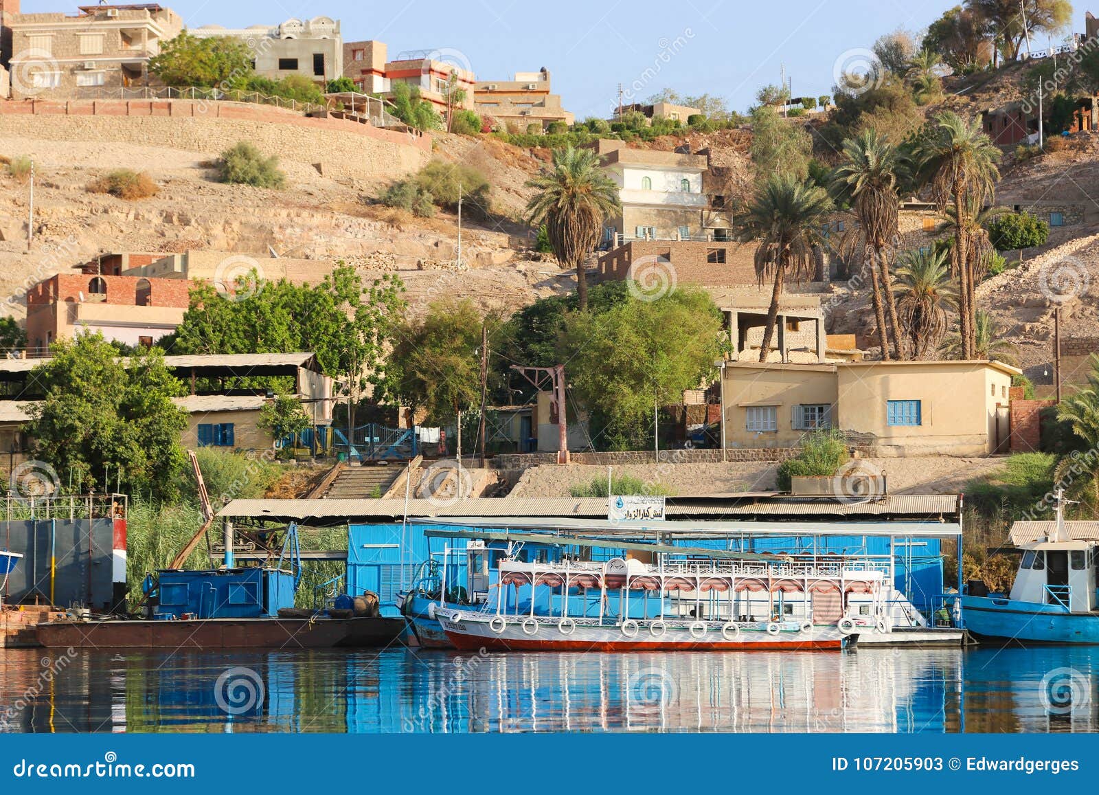 Nile River at Aswan editorial stock photo. Image of peaceful - 107205903