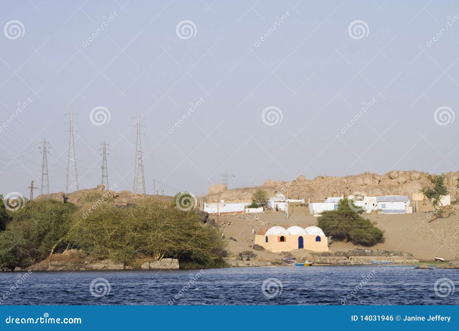 Nile River houses,Aswan stock photo. Image of bush, village - 14031946