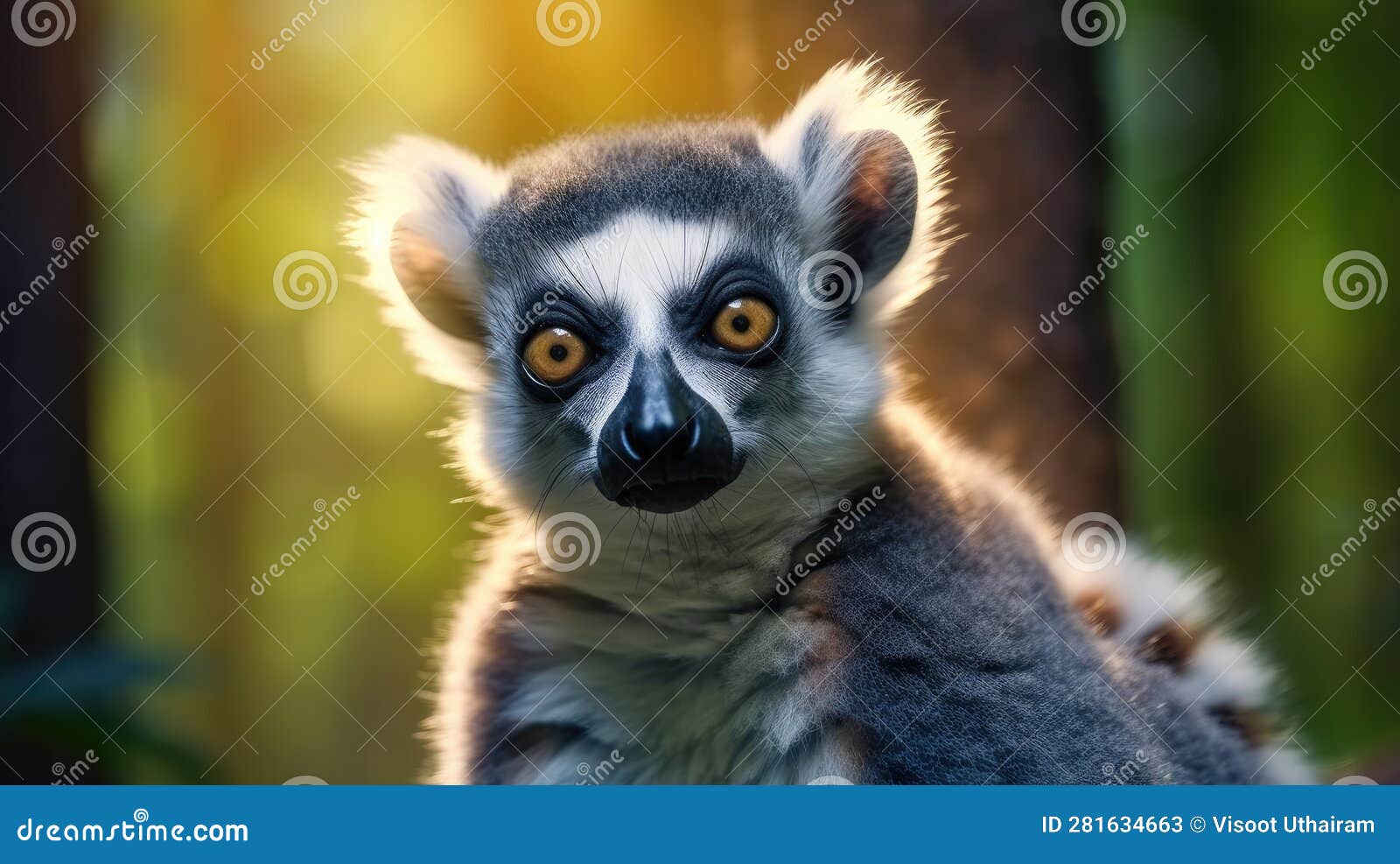 Nimble Ring Tailed Lemur, Ring Tailed Lemur Portrait of Forest Stock ...