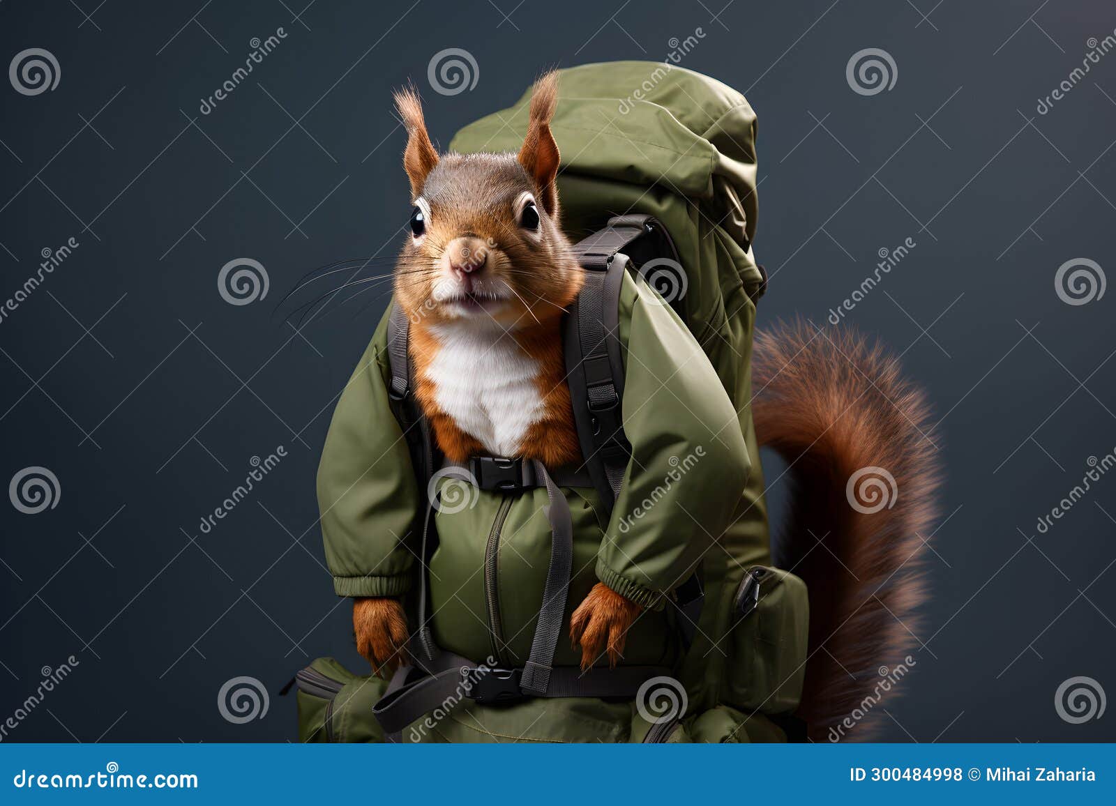 Nimble Squirrel with Backpack Portrait. Generative AI Illustration ...