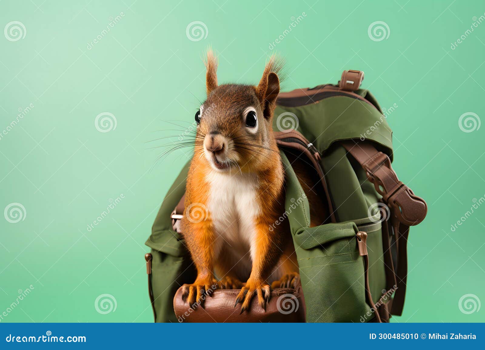 Nimble Squirrel with Backpack Portrait. Generative AI Illustration ...