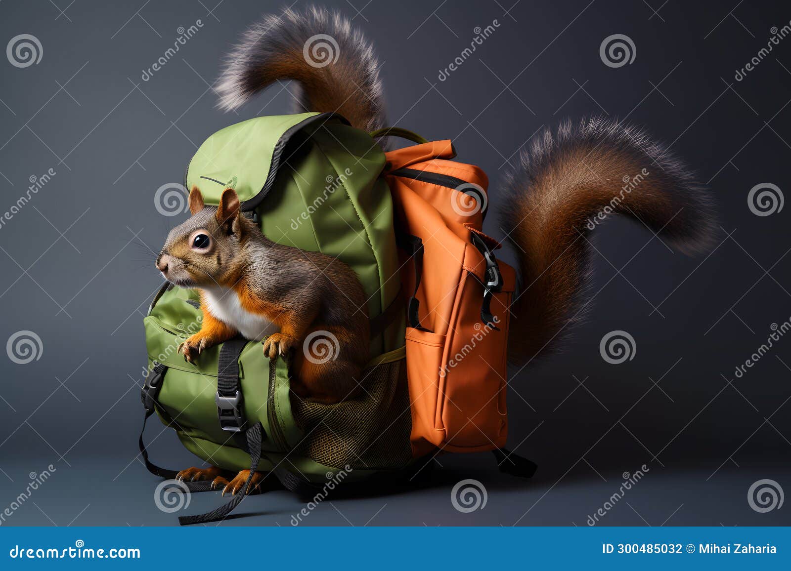 Nimble Squirrel with Backpack Portrait. Generative AI Illustration ...