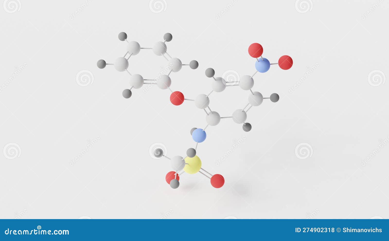 Nimesulide Molecule 3d, Molecular Structure, Ball and Stick Model ...