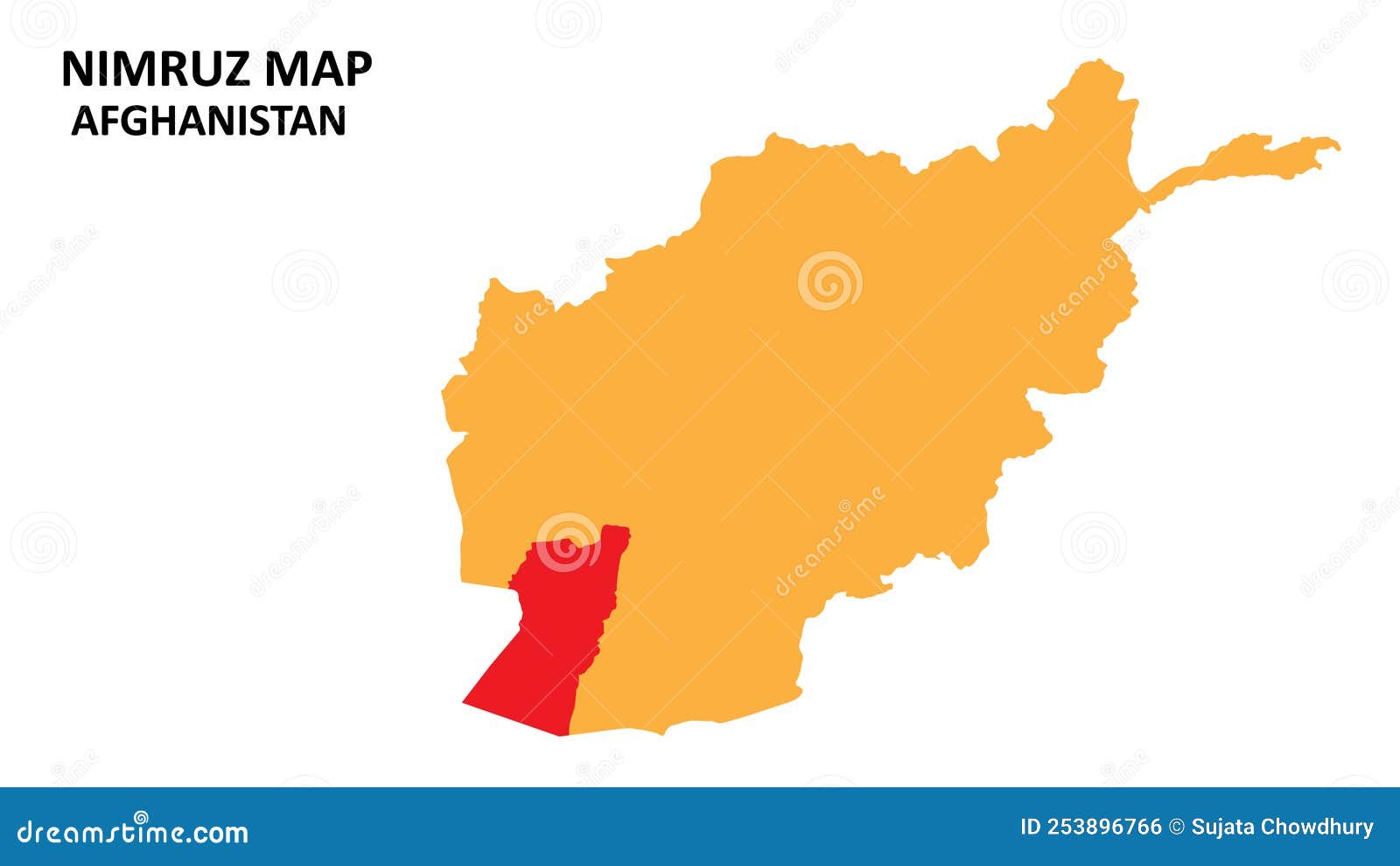 Nimruz State and Regions Map Highlighted on Afghanistan Map Stock ...
