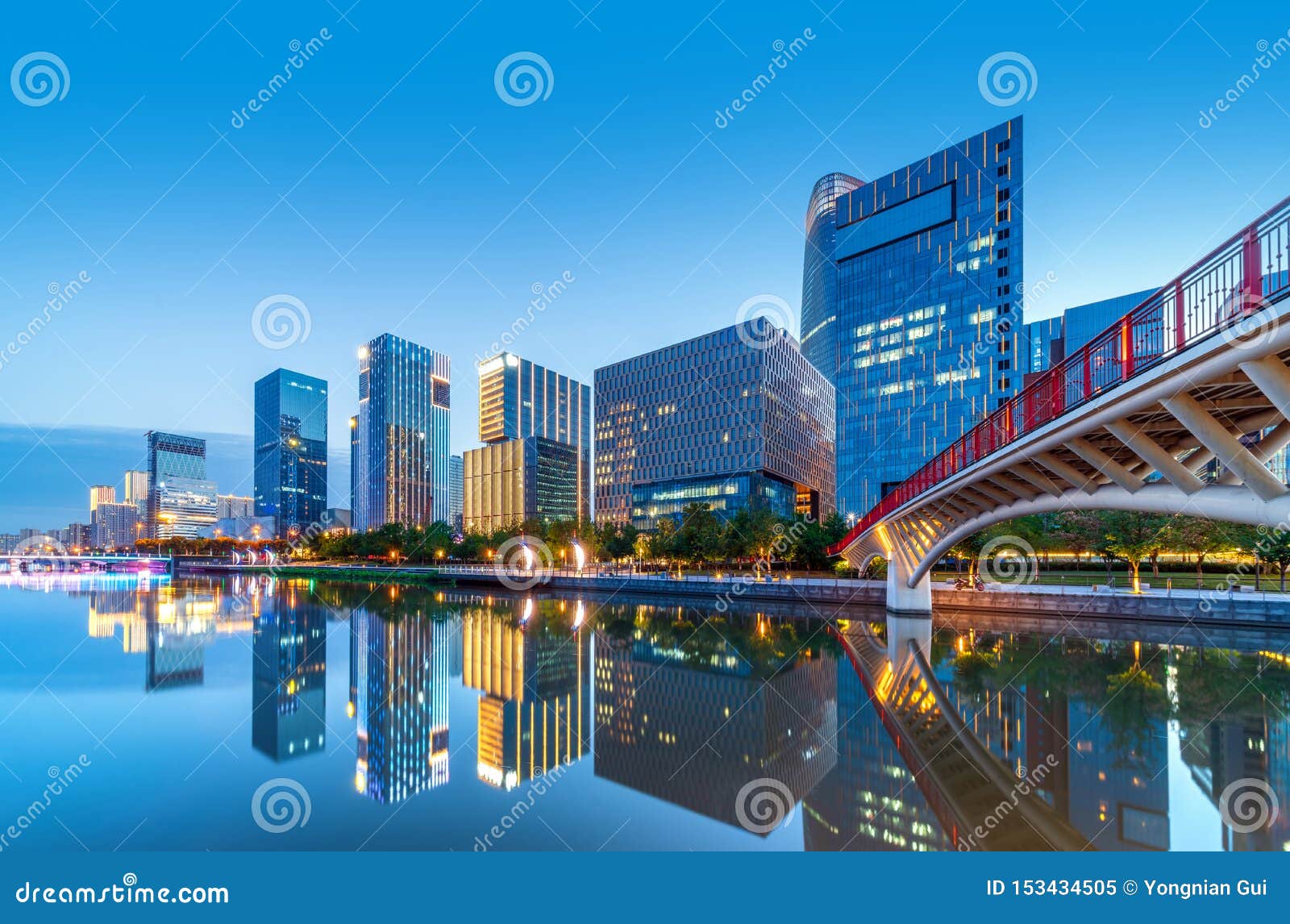 Ninbo City, China, Night View Stock Image - Image of area, landmark ...
