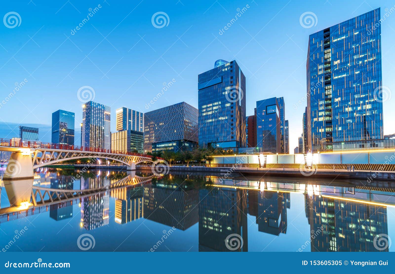 Ninbo City, China, Night View Stock Image - Image of area, building ...