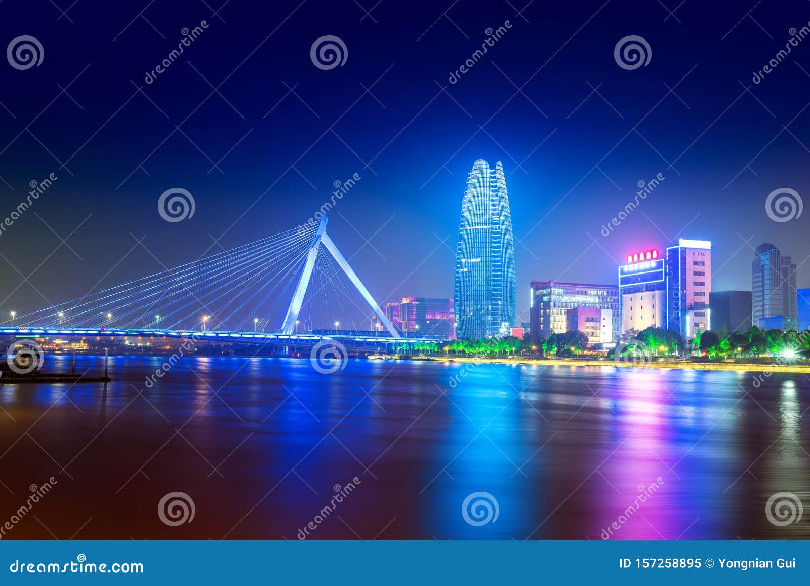 Ninbo City, China, Night View Stock Image - Image of bridge, modern ...