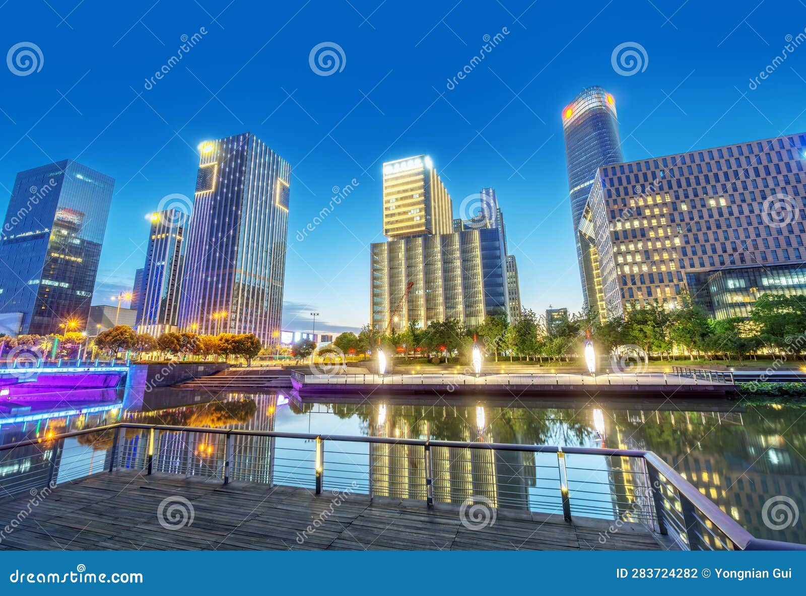 Ninbo City, China, Night View Stock Photo - Image of cityscape, dusk ...