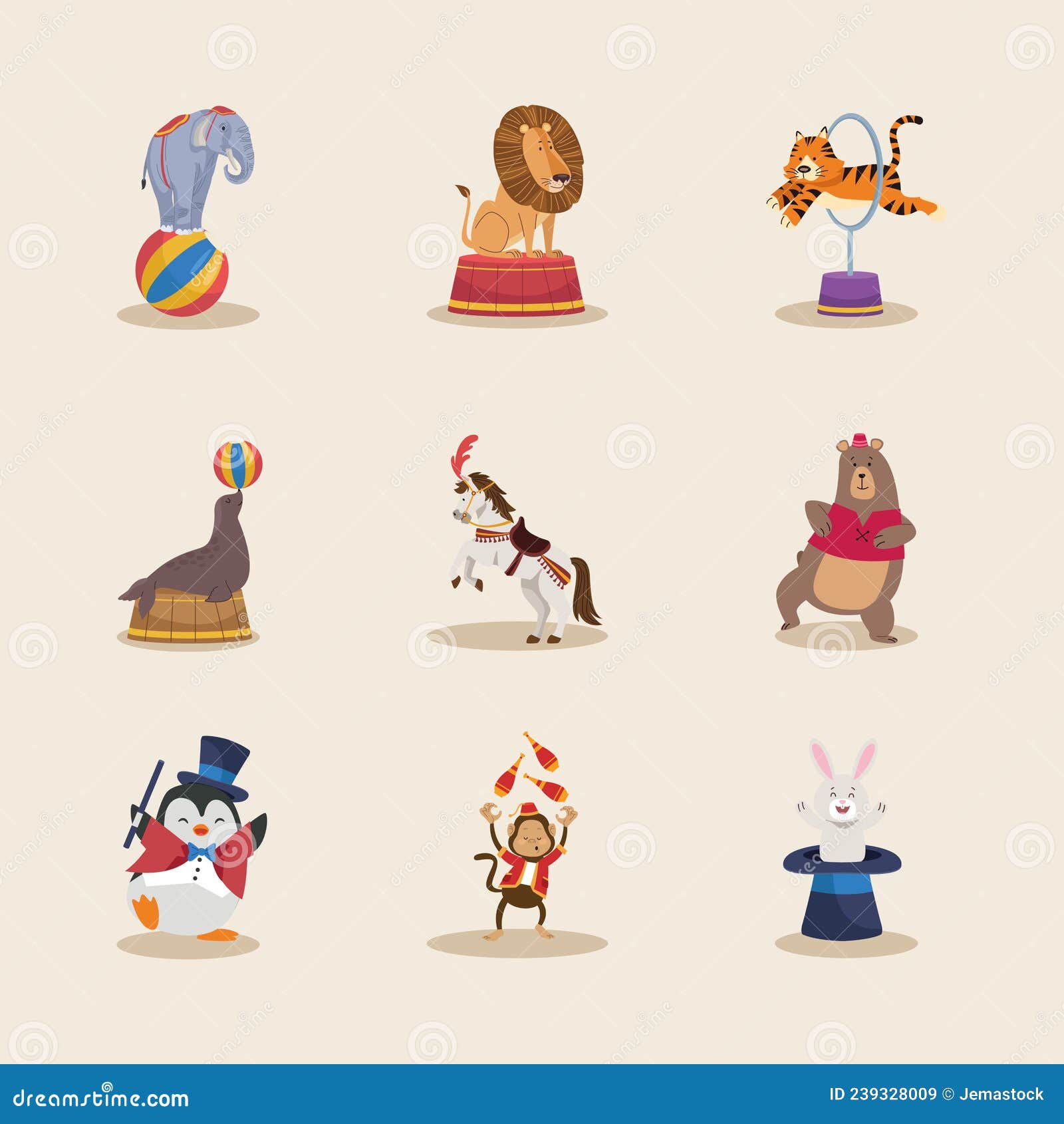 Nine Animals Vector Illustration | CartoonDealer.com #4733304