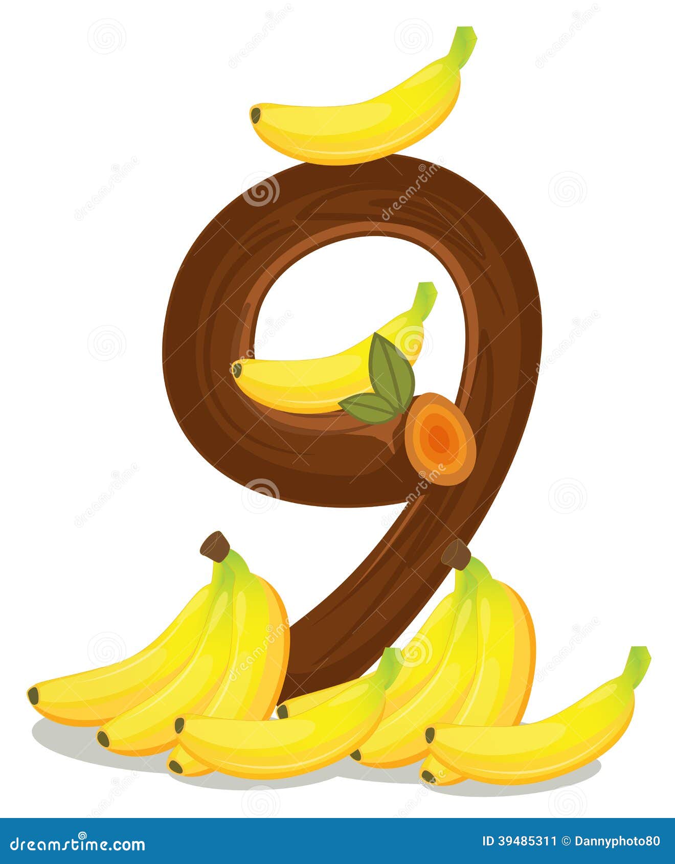 Nine bananas stock vector. Illustration of food, leaves - 39485311