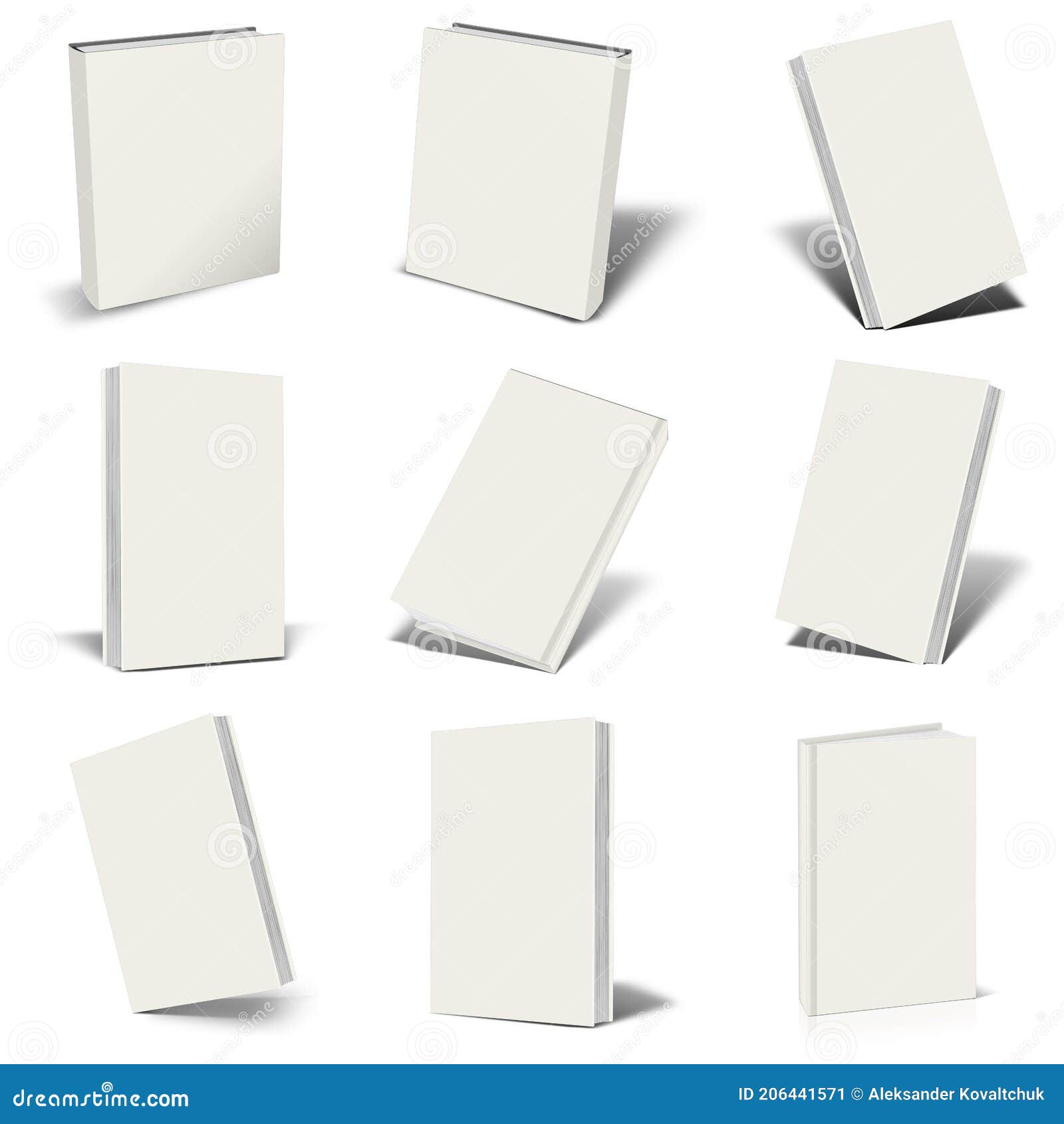 Nine Blank White Book Mockup with Shadow Stock Illustration ...