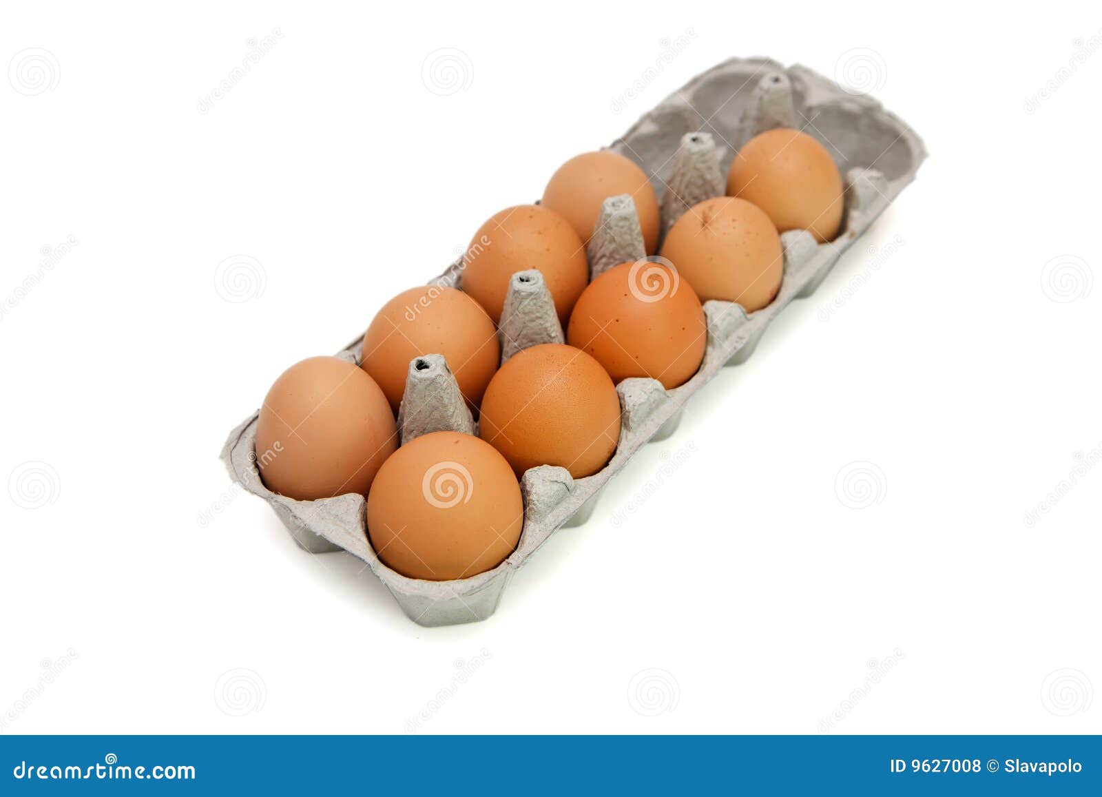 Nine Brown Eggs in a Box Isolated Stock Photo - Image of isolated ...