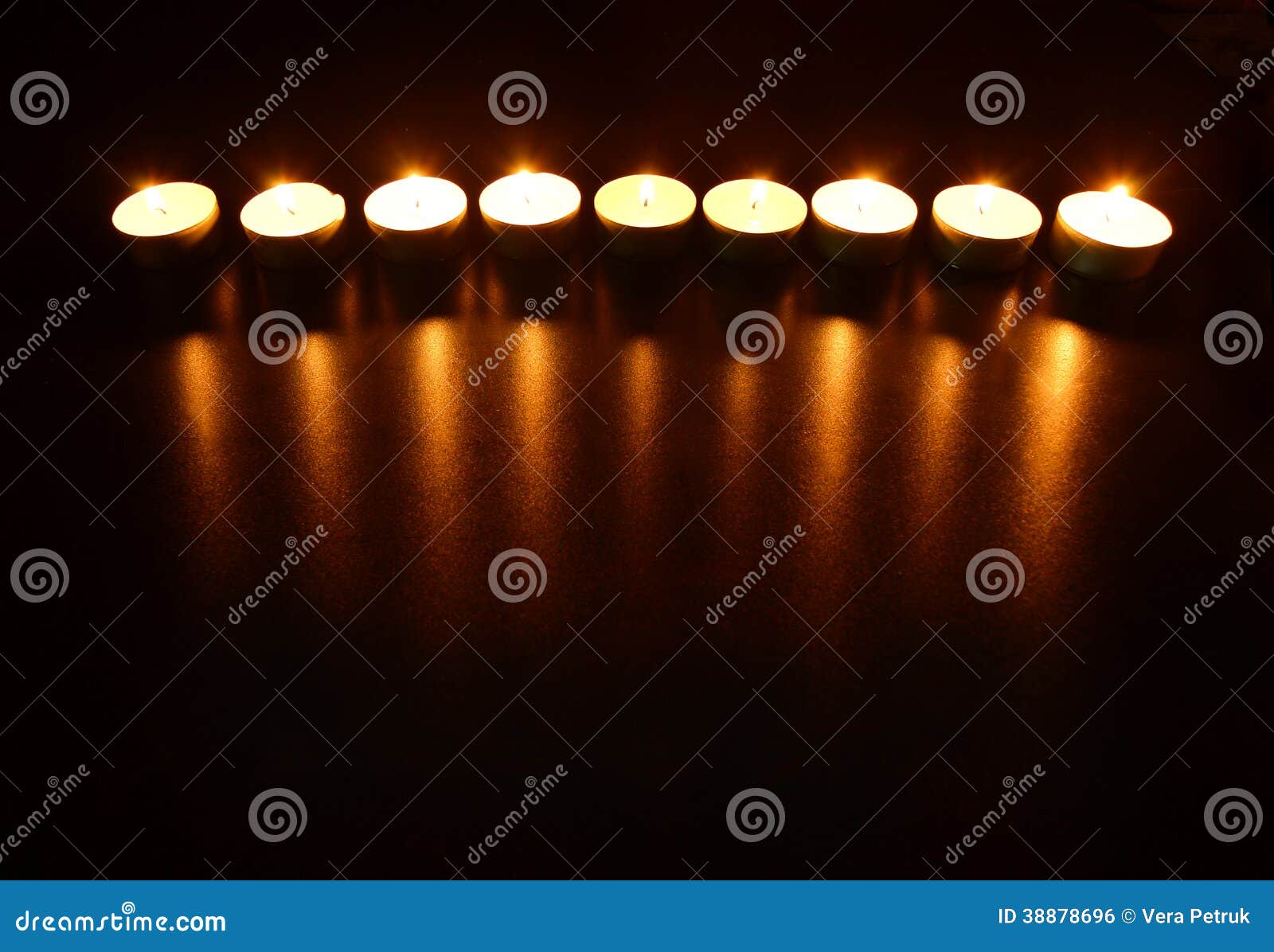 Nine Burning Candles with Reflection Stock Photo - Image of ...