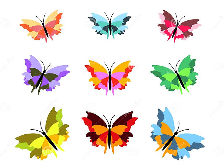 Nine Butterflies stock illustration. Illustration of graphic - 4559010