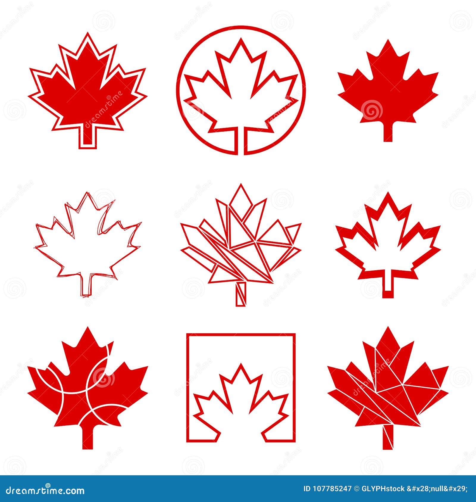 Nine Canadian Maple Leaf Icons Stock Vector - Illustration of isolated ...