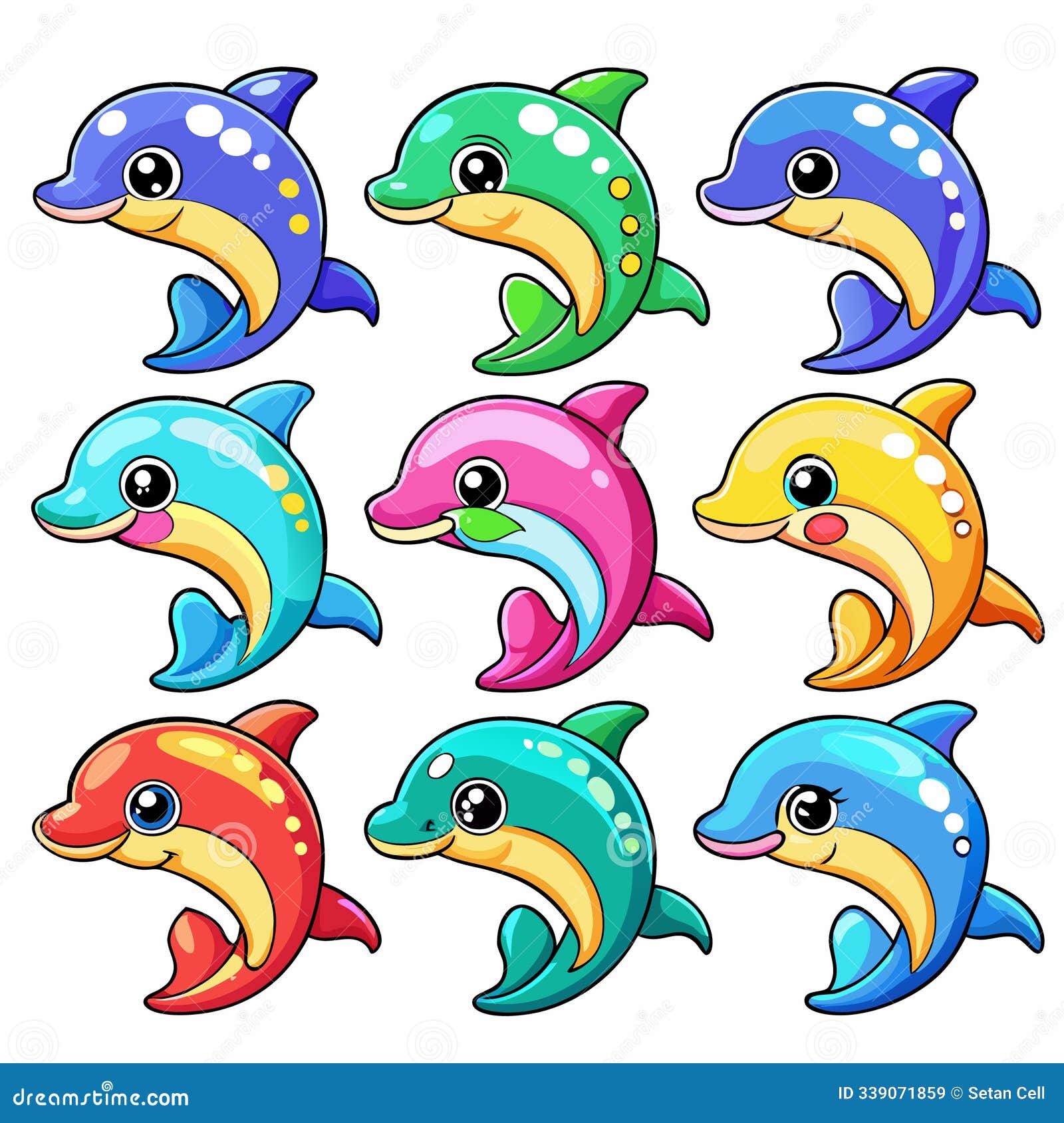 Nine Cartoon Bear Faces Expressing Aggression Displayed Three Rows ...