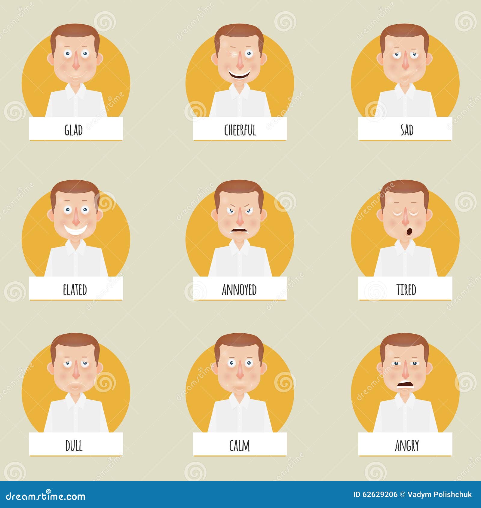 Nine Cartoon Emotions Faces For Vector Characters. | CartoonDealer.com ...