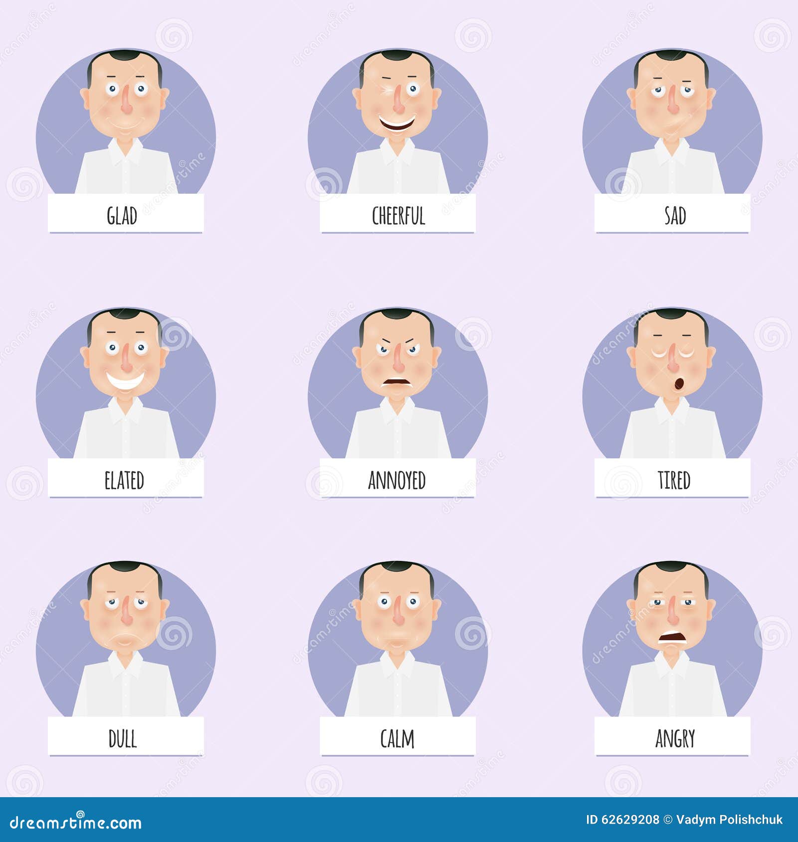 Nine Cartoon Emotions Faces for Vector Characters. Stock Vector ...