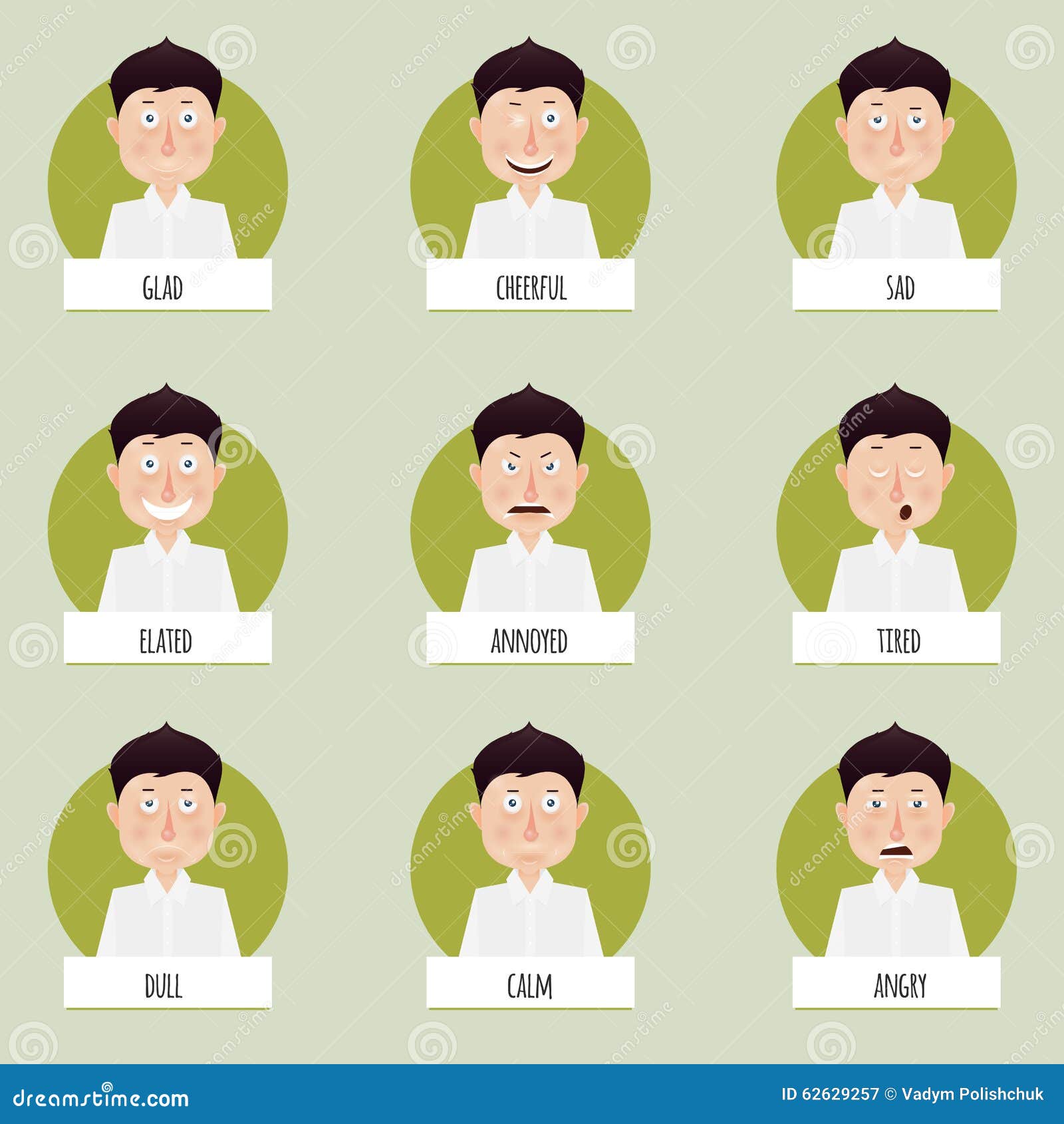 Nine Cartoon Emotions Faces for Vector Characters. Stock Vector ...