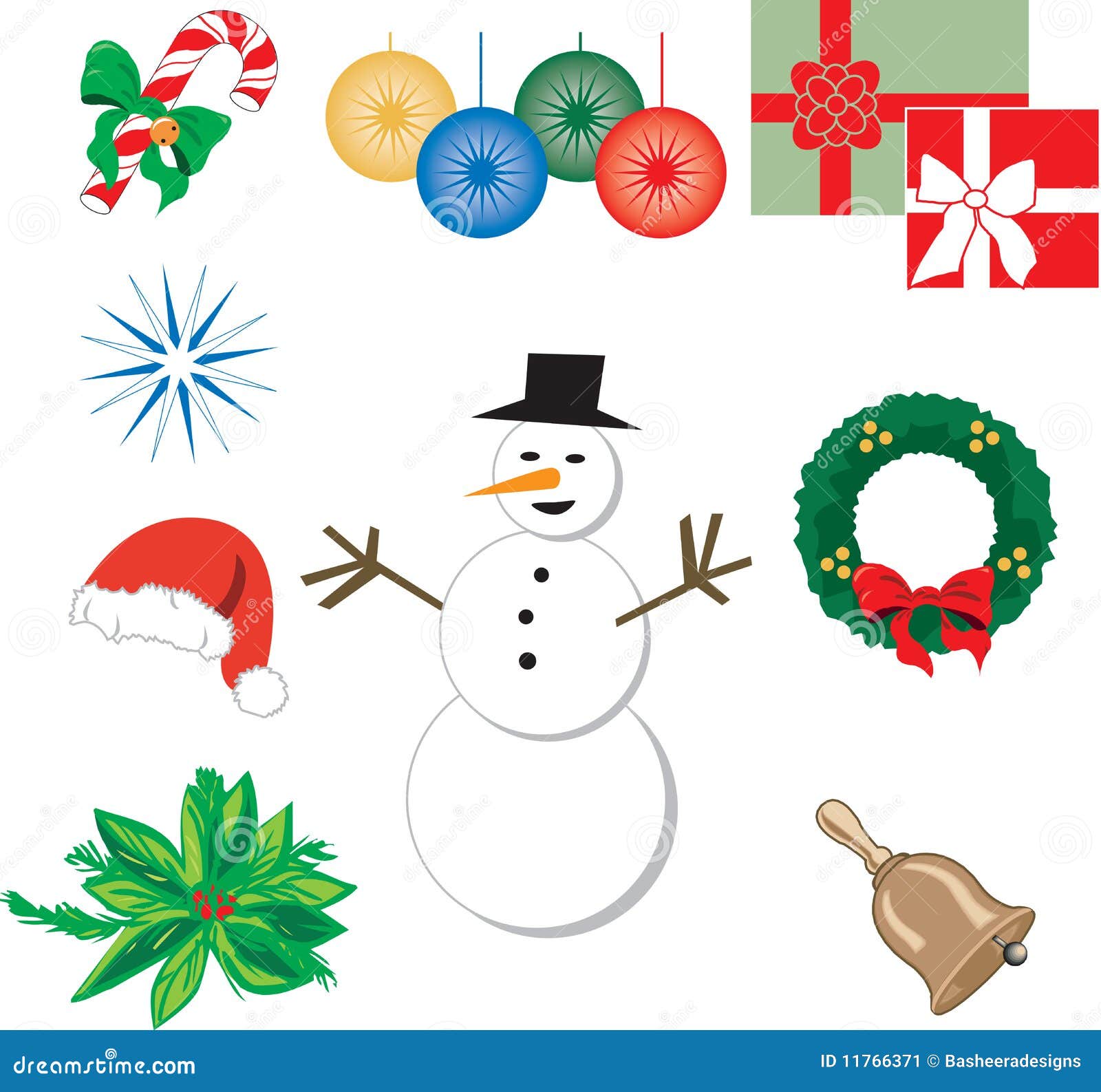 Nine Christmas Icons 1 stock vector. Illustration of bells - 11766371