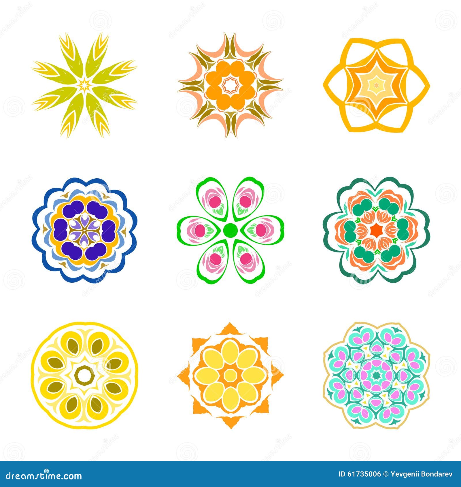 Nine Color Patterns Radially Stock Vector - Illustration of geometry ...