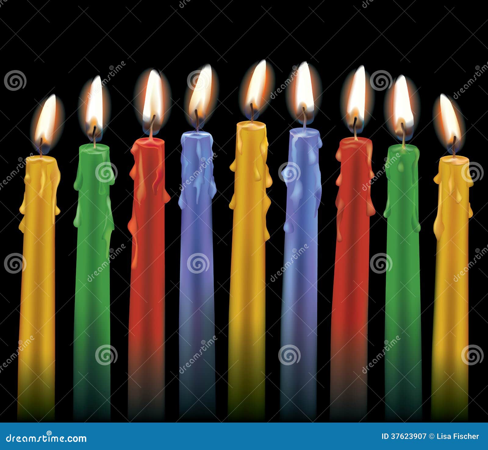 Nine Colorful Candles stock vector. Illustration of colorful - 37623907
