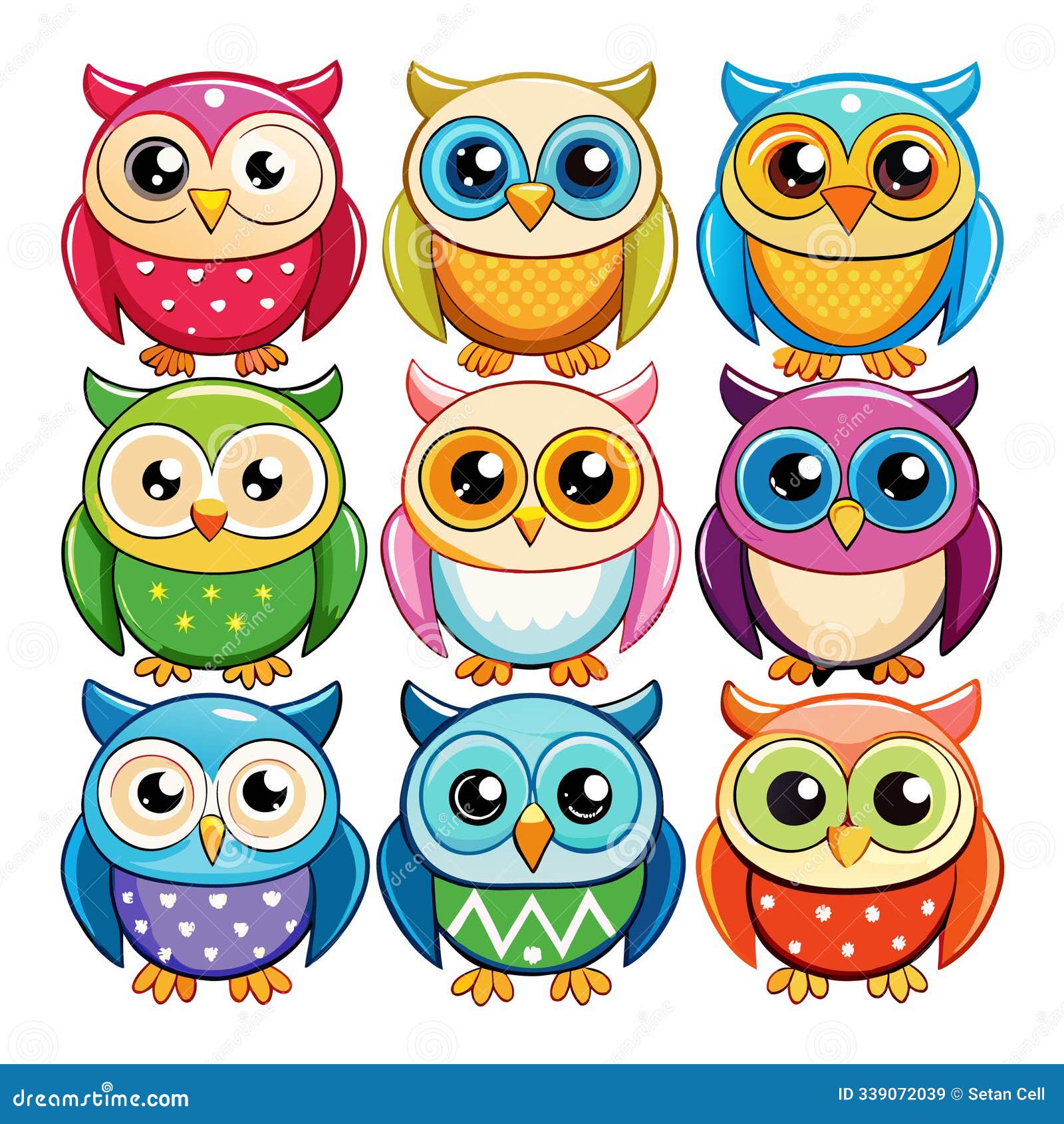 Nine Owls Design For Coloring Book, Tattoo, Shirt Design And Other ...